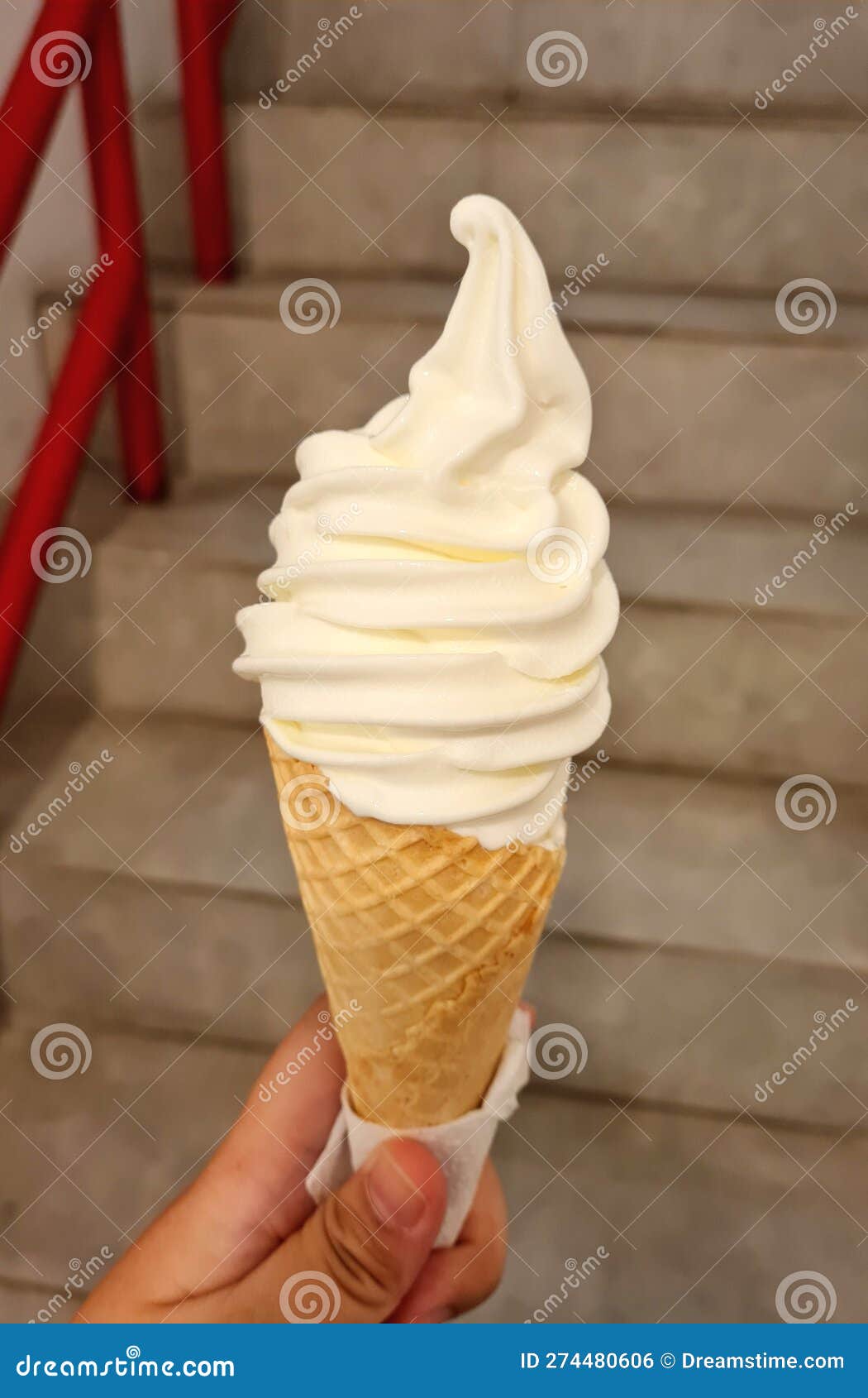 Vanilla ice cream cone stock photo. Image of snack, food - 274480606