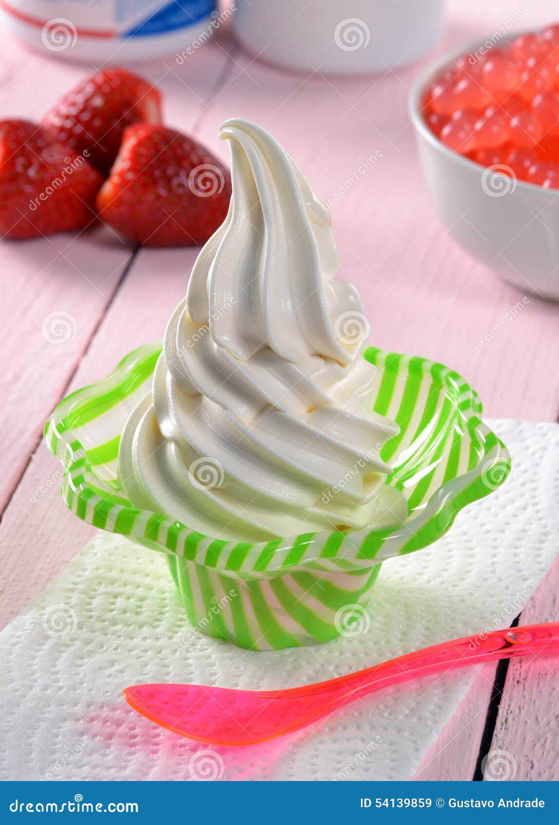 Vanilla ice cream cup stock image. Image of pink, infantile - 54139859