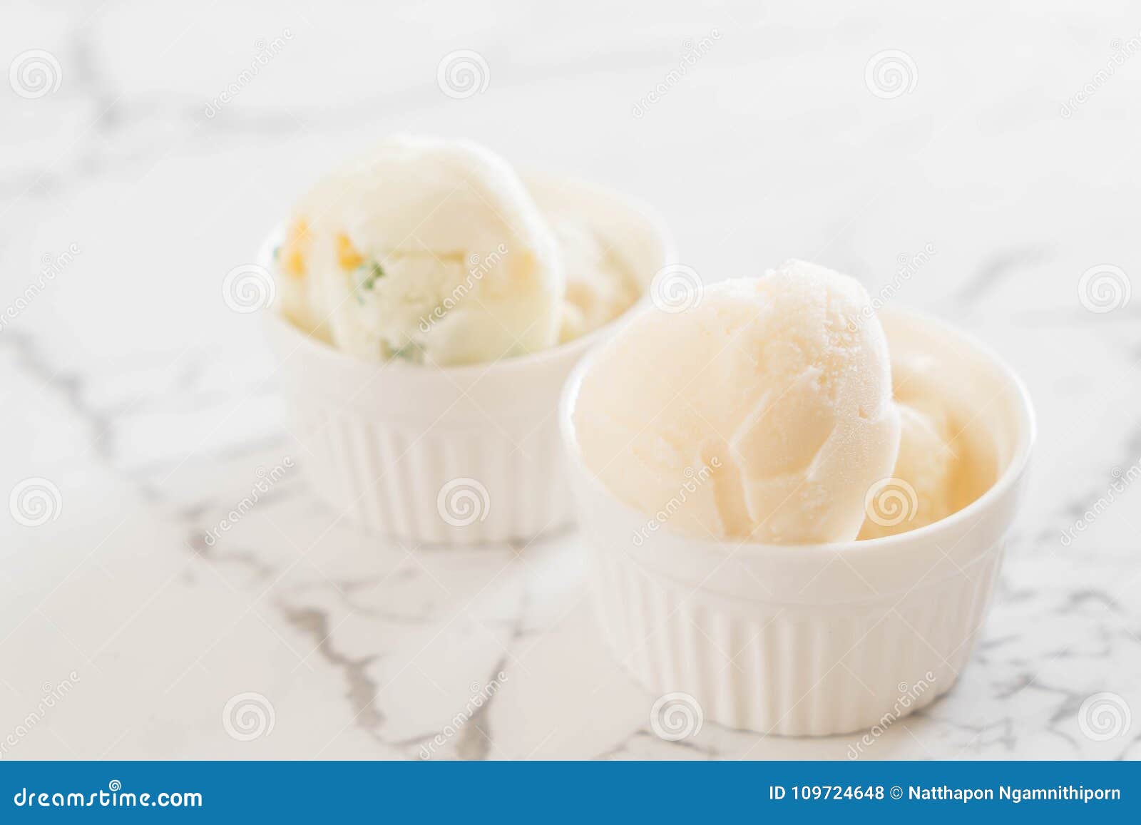 Vanilla ice-cream in cup stock photo. Image of dairy - 109724648