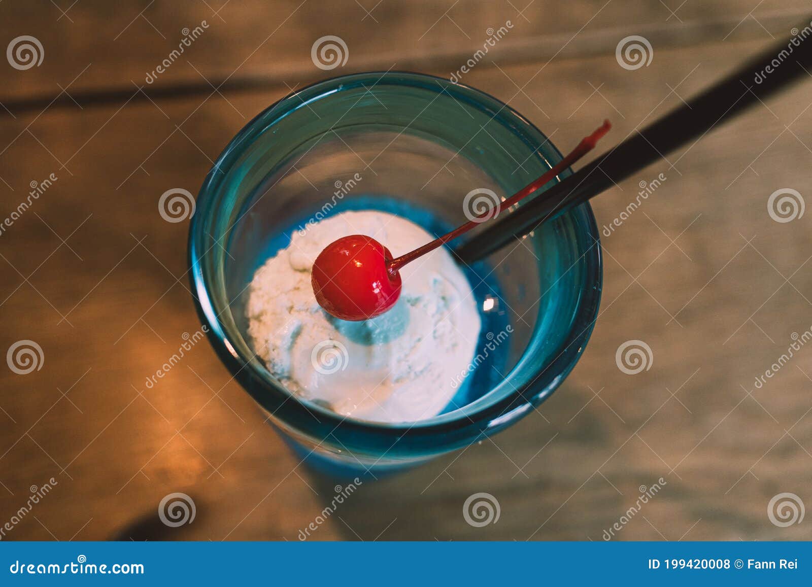 Vanilla Ice Cream Float on Blue Soda Drink Stock Photo - Image of ...
