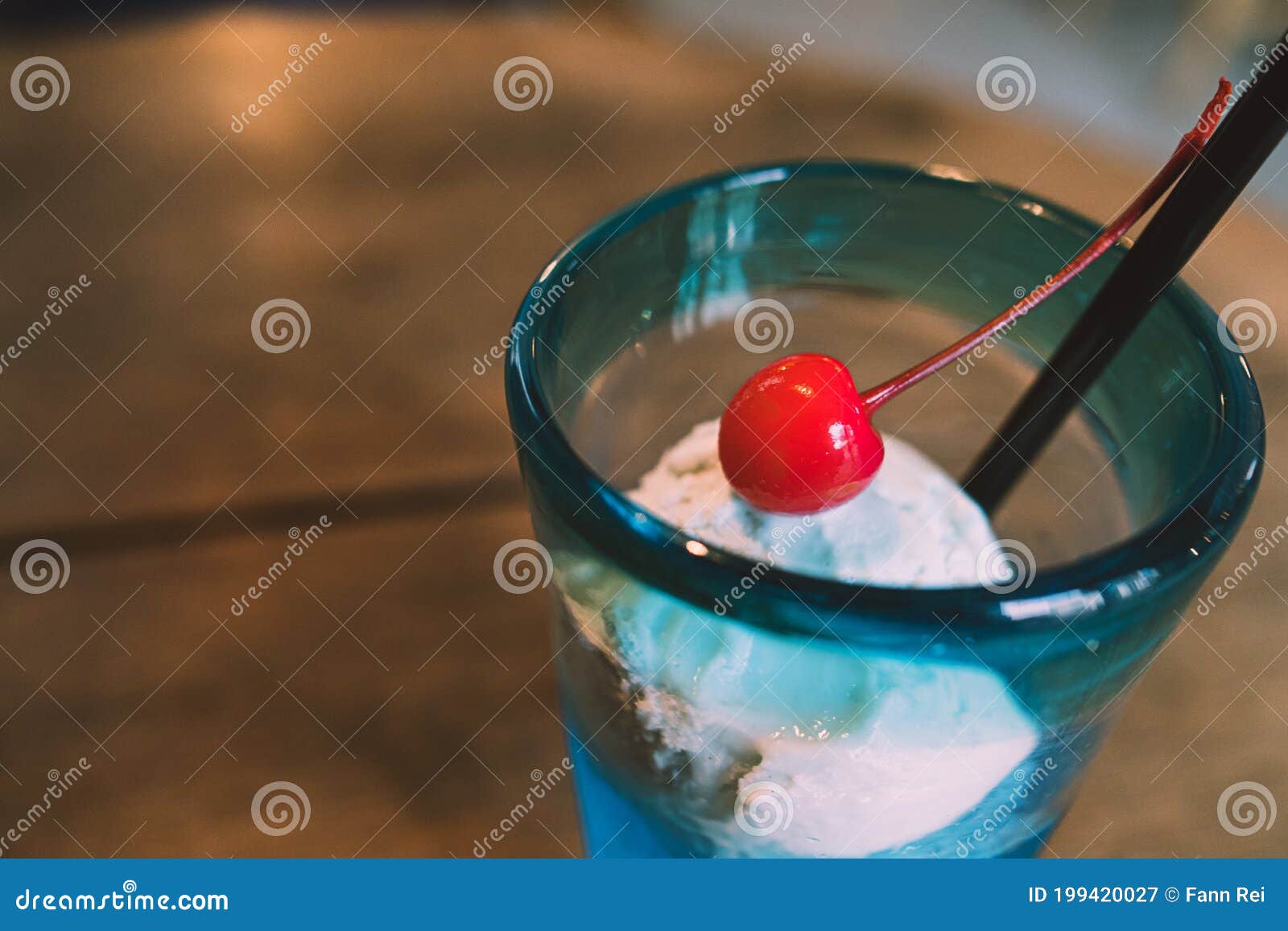 Vanilla Ice Cream Float on Blue Soda Drink Stock Image - Image of ...