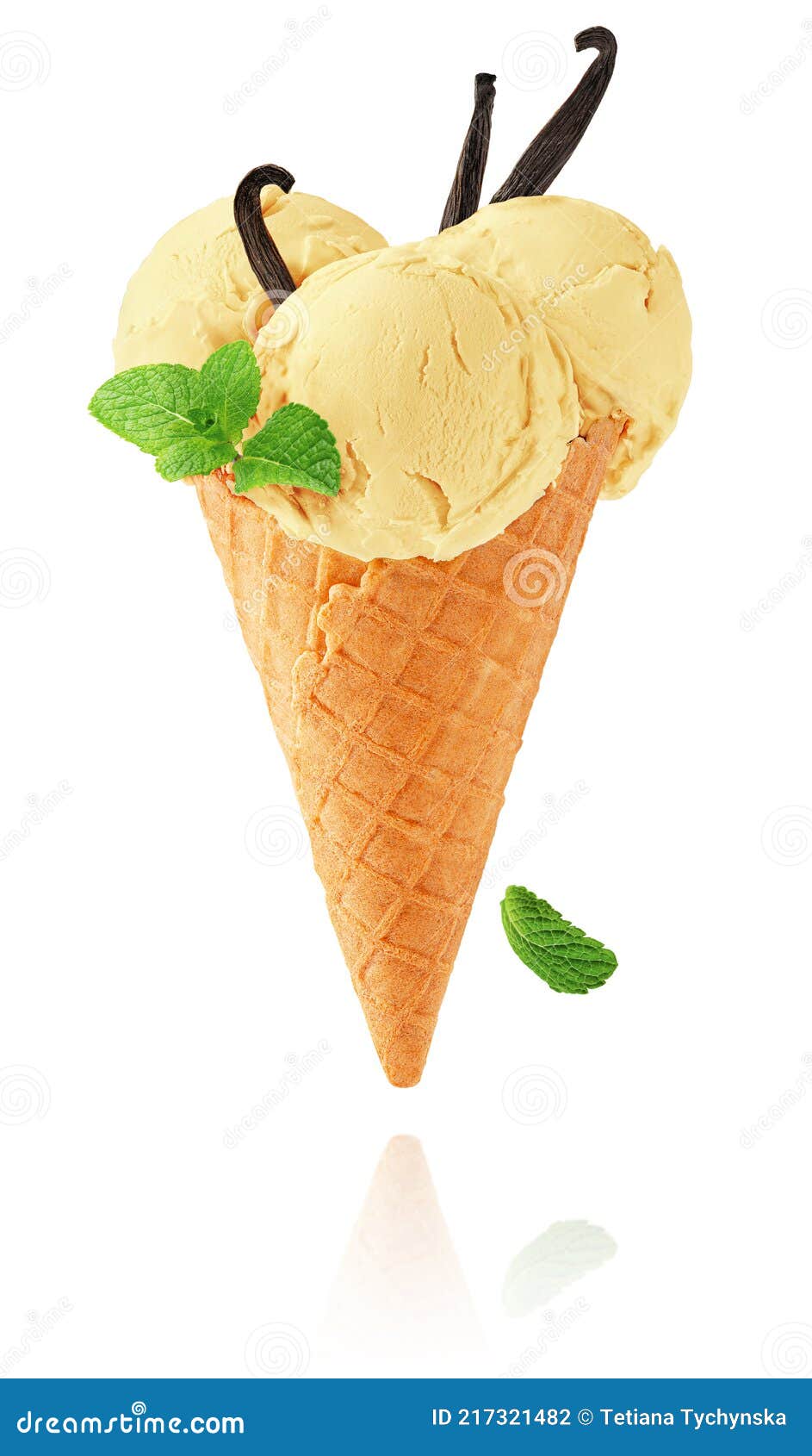 Vanilla Ice Cream Isolated on White Background with Clipping Path Stock ...