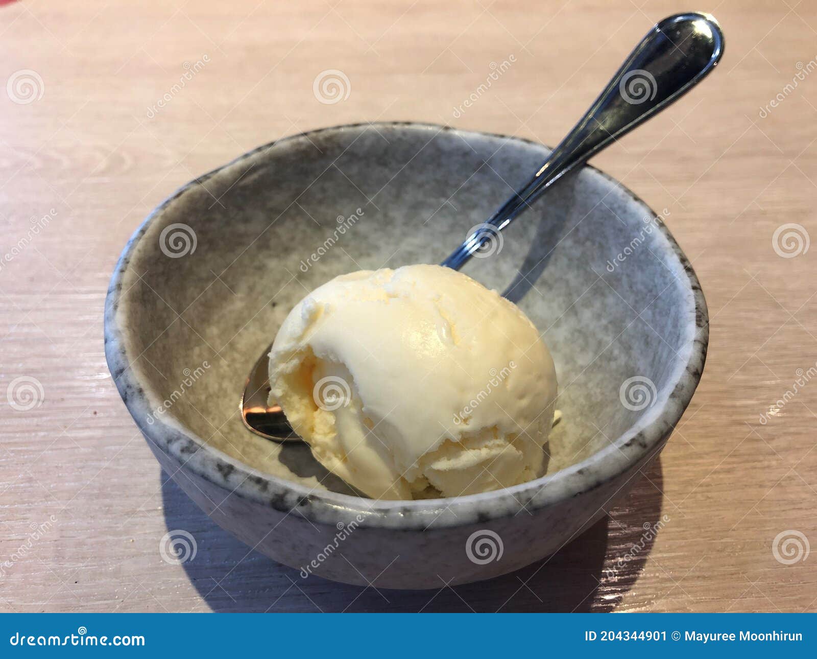 Vanilla Ice Cream Scoop on Cup with Spoon Stock Image - Image of ...