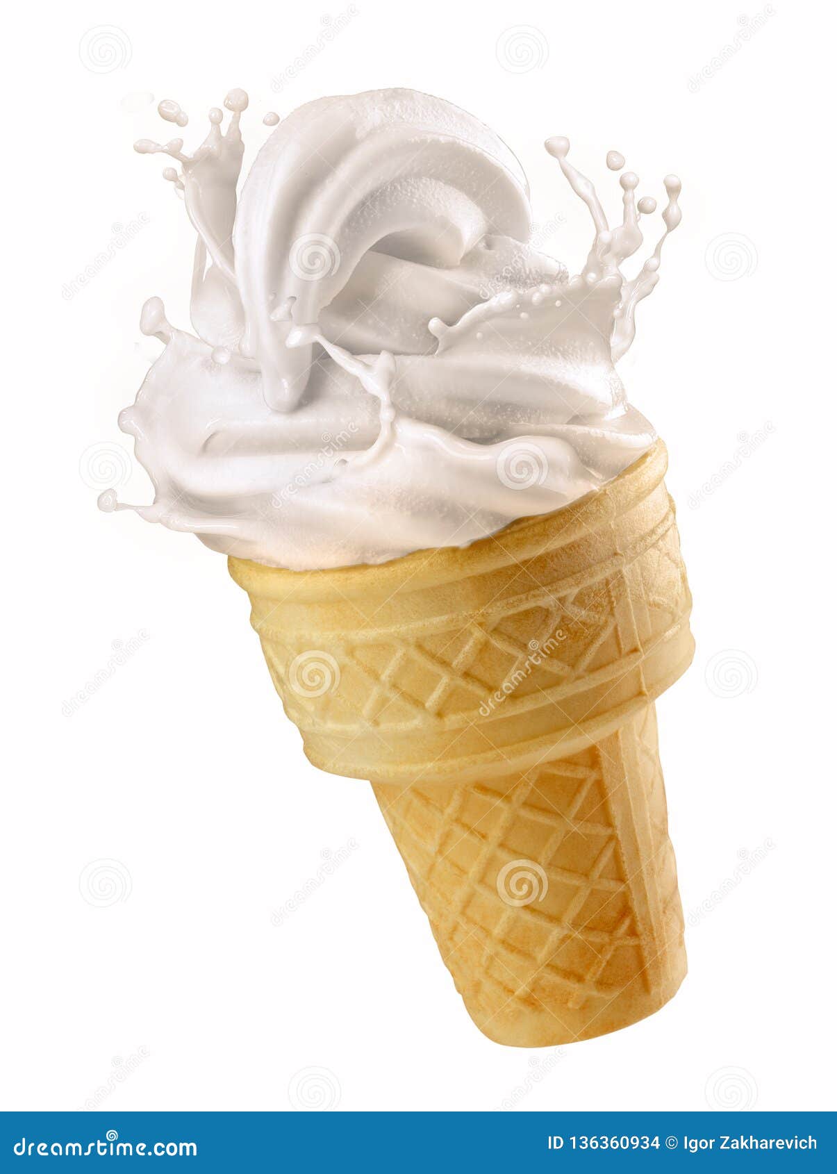 Vanilla Ice Cream with a Splash of Ice Cream and Milk Stock Photo ...