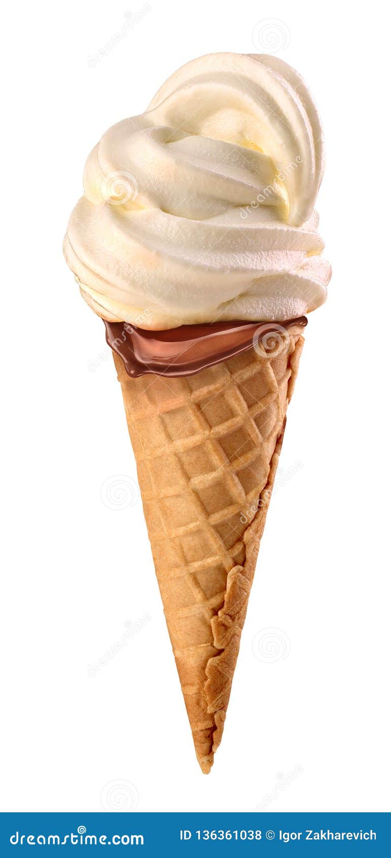 Vanilla Ice Cream on a White Background Stock Photo - Image of cornet ...