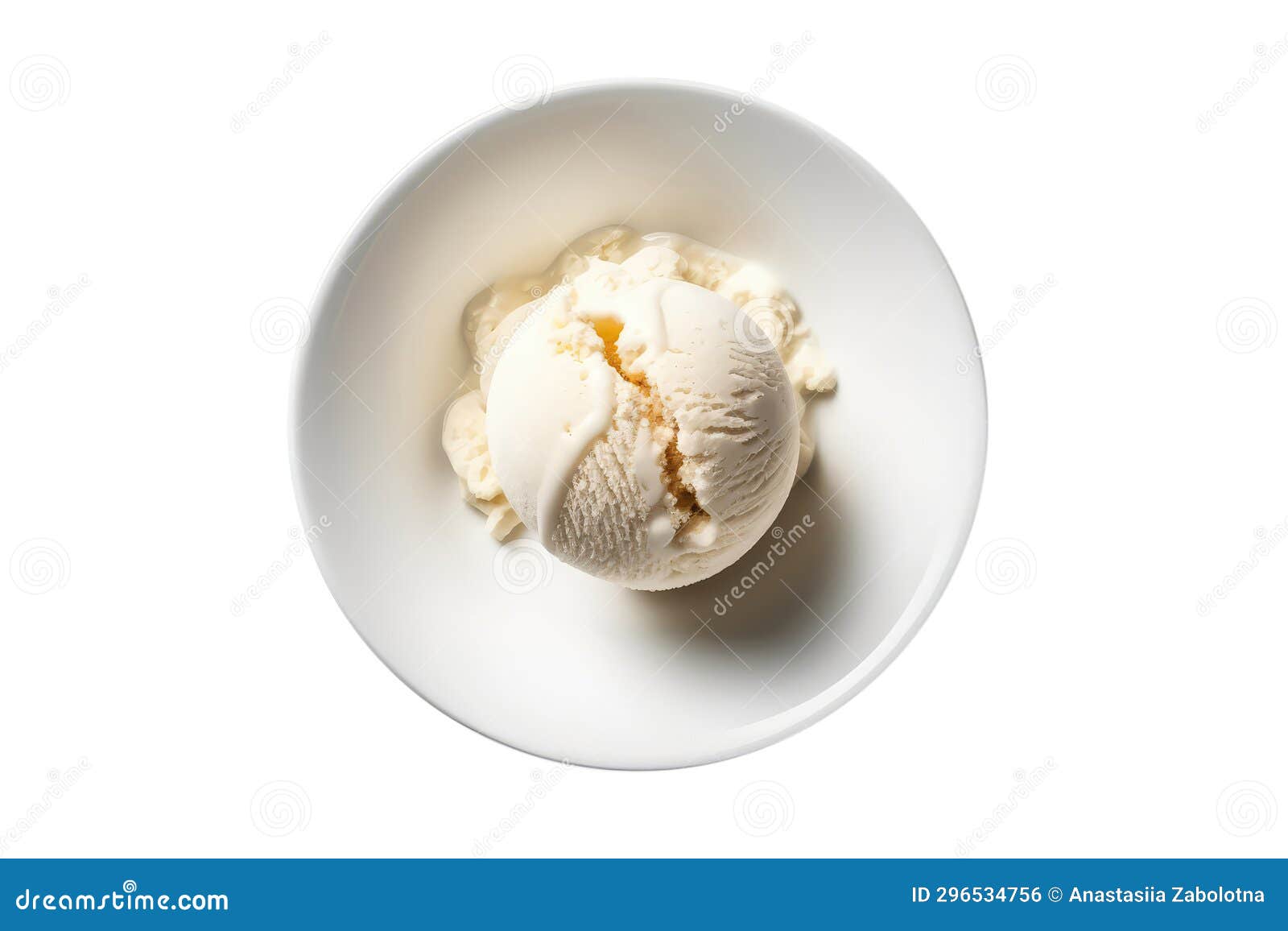 Vanilla Ice Cream on White Plate, on White Background Stock ...