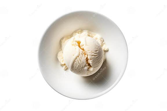 Vanilla Ice Cream on White Plate, on White Background Stock ...