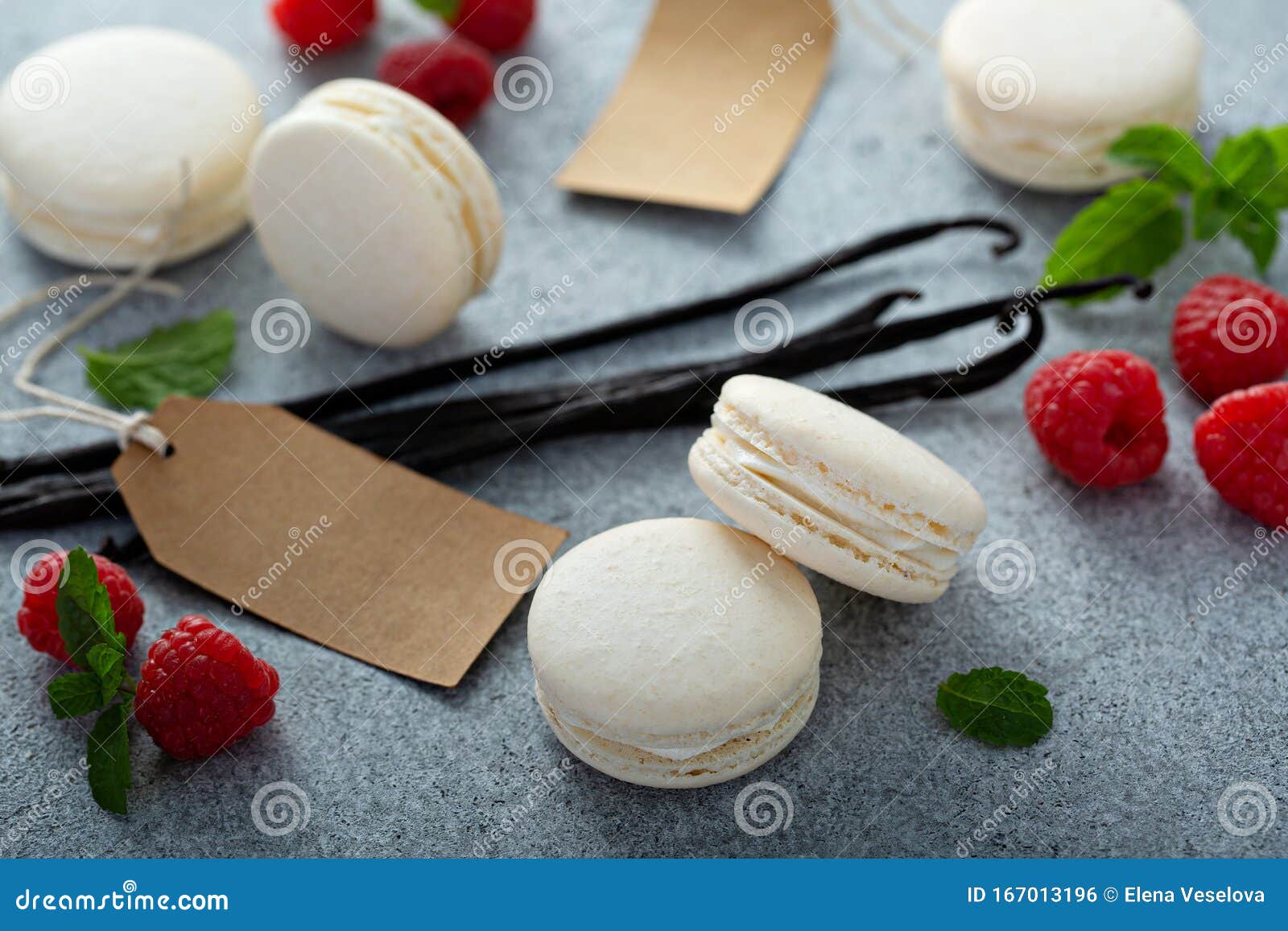 Vanilla Macarons on a Gray Surface Stock Photo - Image of meringue ...