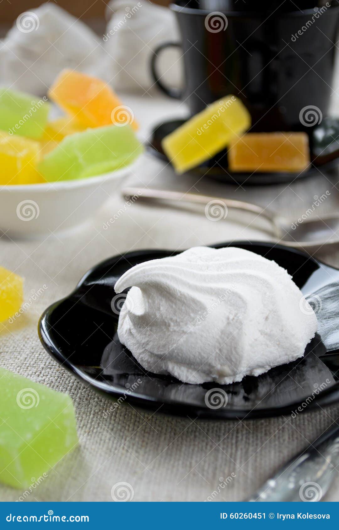 Vanilla Marshmallow Zephyr and Fruit Candies Stock Image - Image of ...