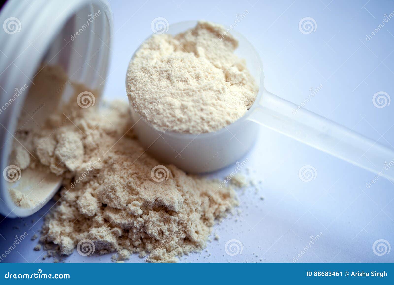 Vanilla Protein Powder in Scoop on a White Background Stock Image ...