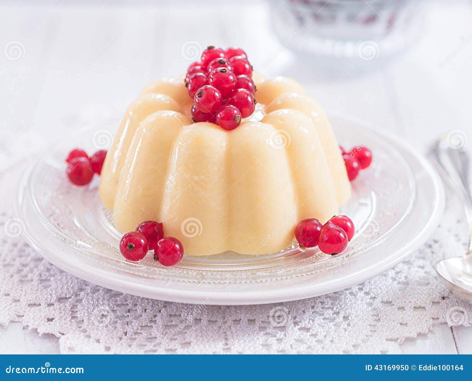 Vanilla Pudding with Red Currants on a Plate Stock Photo - Image of ...
