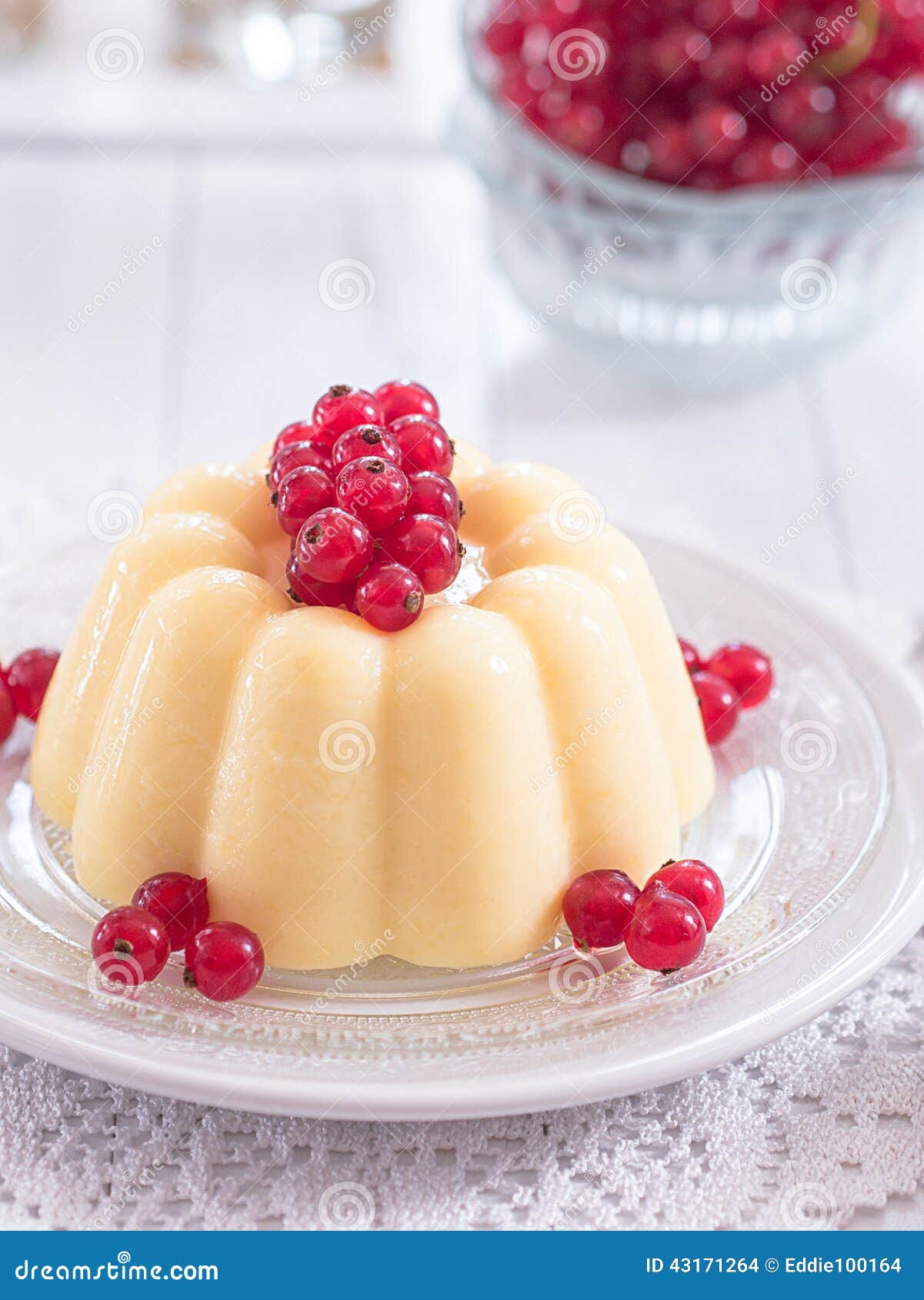 Vanilla Pudding with Red Currants on a Plate Stock Photo - Image of ...