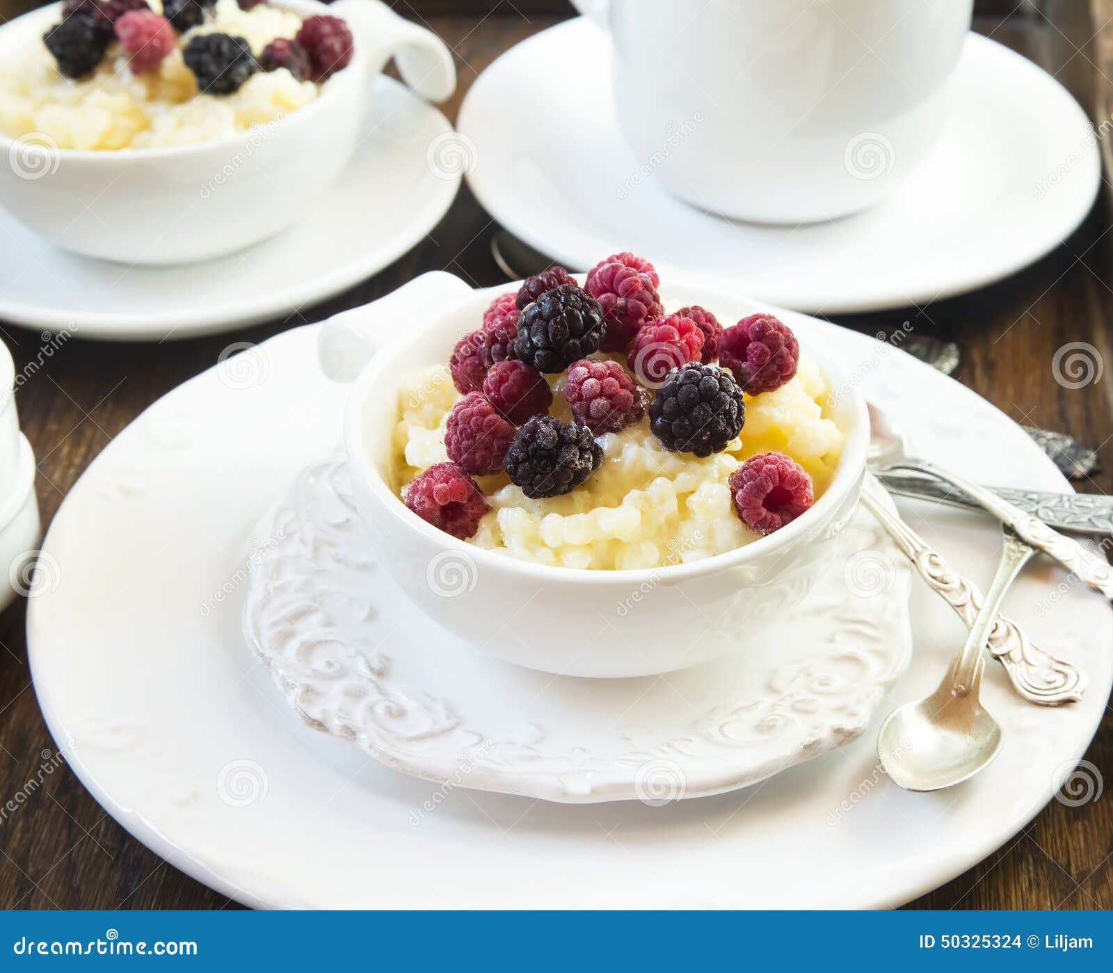 Vanilla Rice Pudding with Berries Stock Photo - Image of grain, eating ...