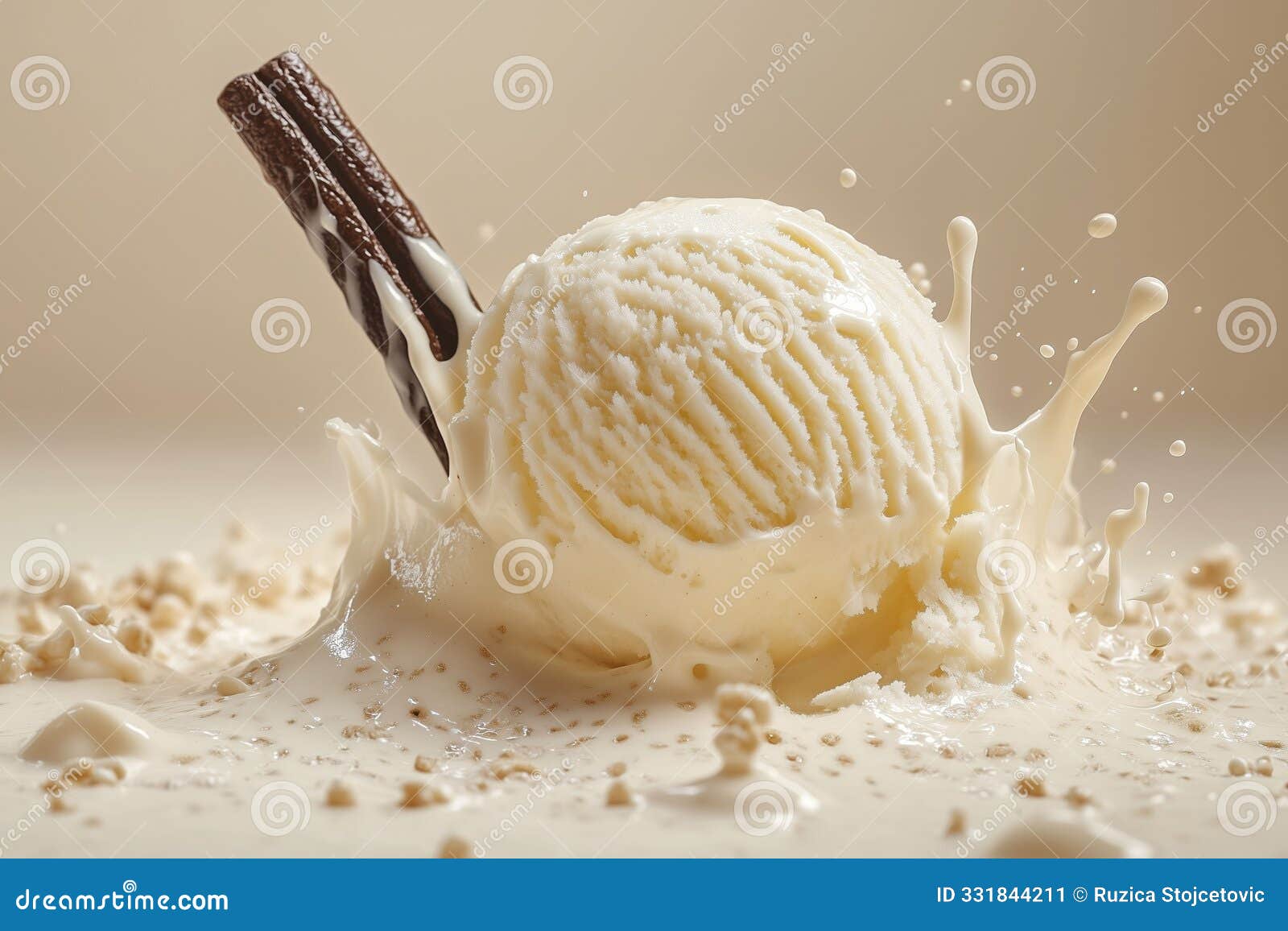 Vanilla Splash with Ball of Vanilla Ice Cream Inside Ai Photo Stock ...