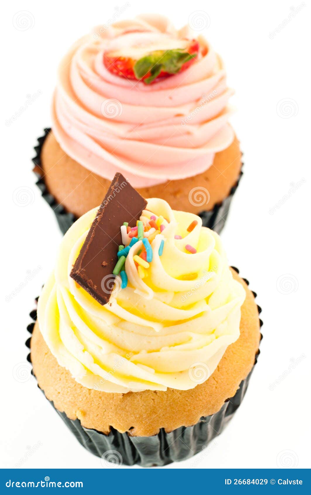 Vanilla and Strawberry Cupcake Vertical Close Up Stock Image - Image of ...