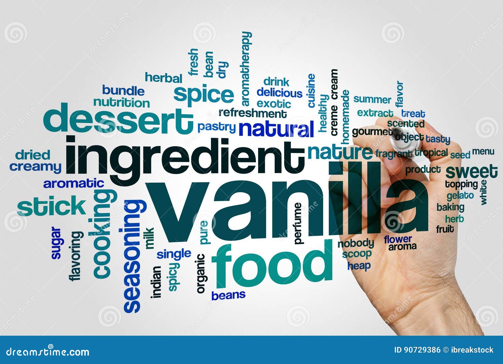 Vanilla word cloud stock photo. Image of natural, herbal - 90729386