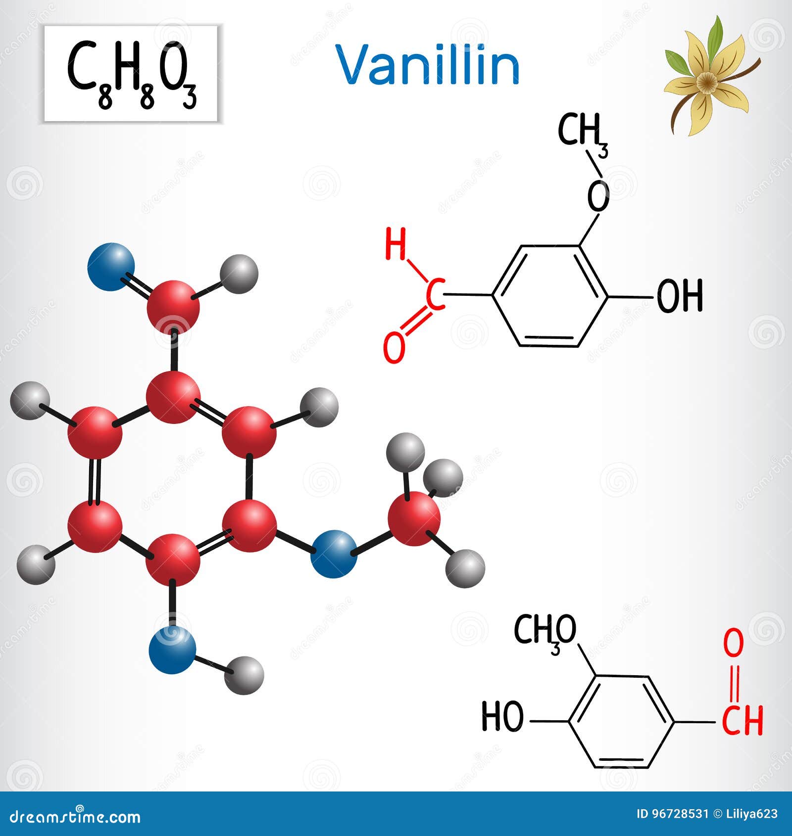 Vanillin. Organic Compound Phenolic Aldehyde. Structural Chemical ...