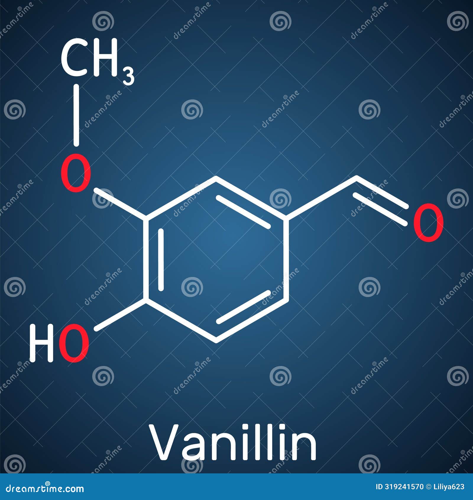 Vanillin Molecule. It Is Flavor Compound. Skeletal Chemical Formula On ...