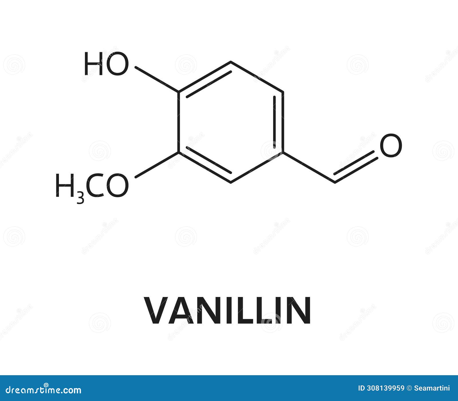 Vanillin Molecule Formula of Chocolate Ingredient Stock Vector ...