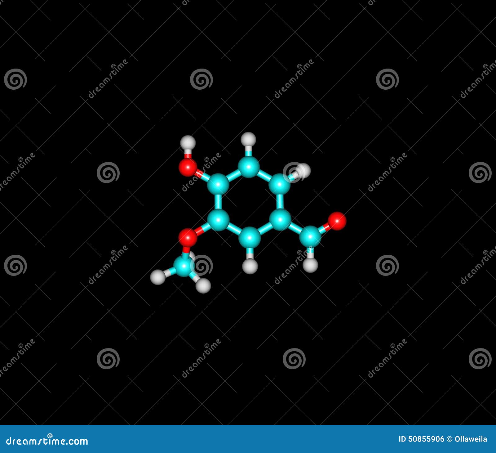 Vanillin Molecule Isolated On Black Stock Illustration - Image: 50855906