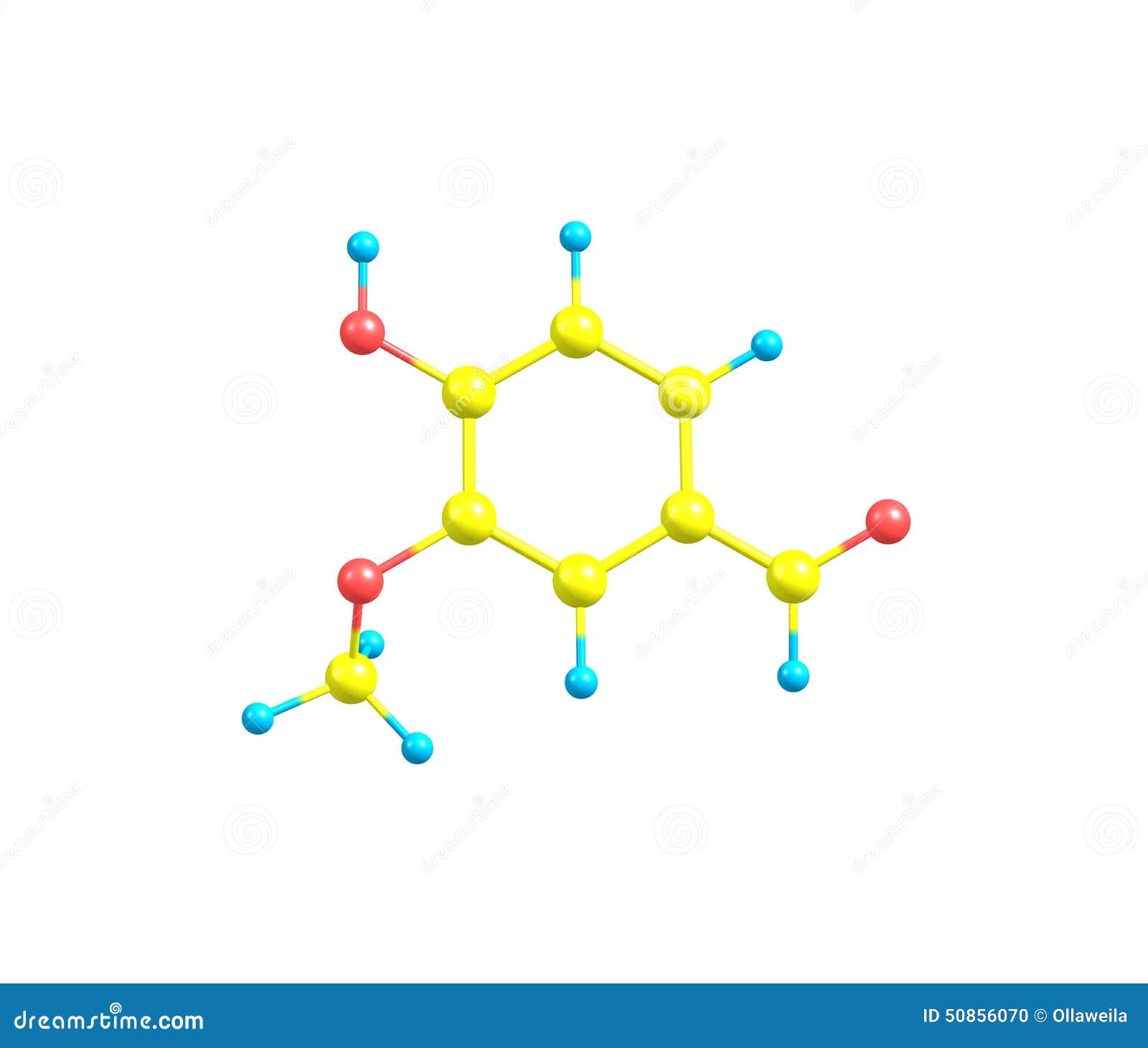 Vanillin Molecule Isolated on White Stock Illustration - Illustration ...