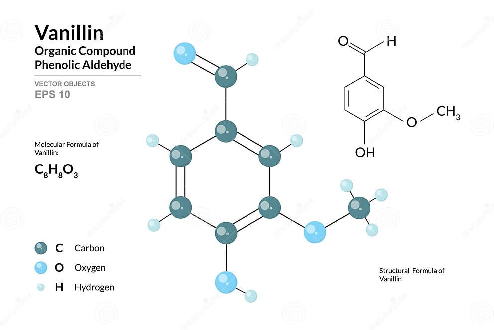 Vanillin. Organic Compound Phenolic Aldehyde. Structural Chemical ...