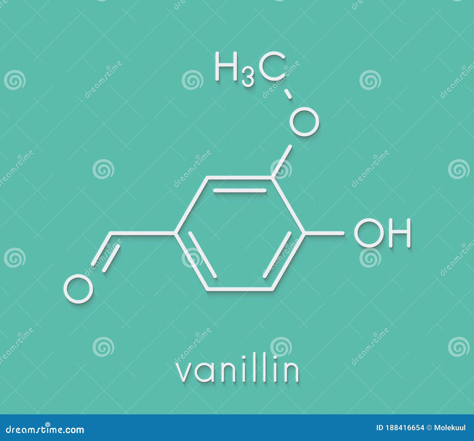 Vanillin Vanilla Extract Molecule. Skeletal Formula. Stock Illustration ...