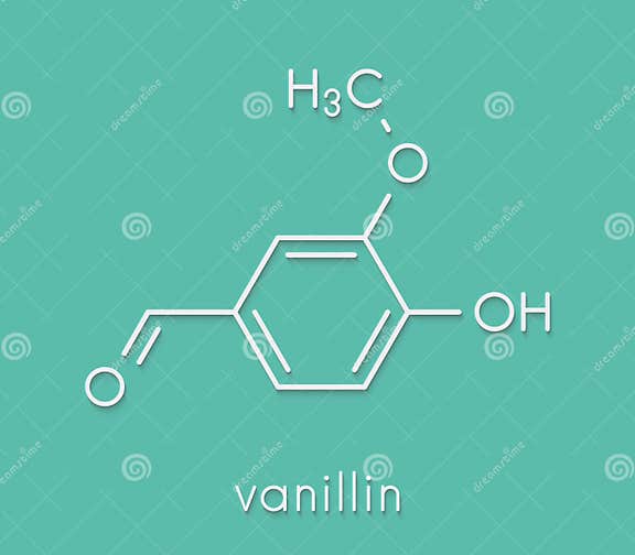 Vanillin Vanilla Extract Molecule. Skeletal Formula. Stock Illustration ...