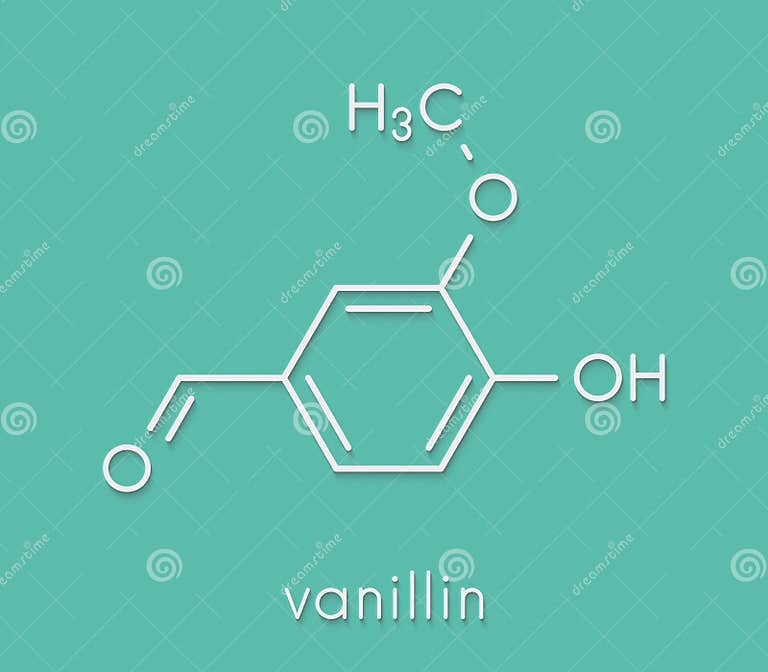 Vanillin Vanilla Extract Molecule. Skeletal Formula. Stock Illustration ...