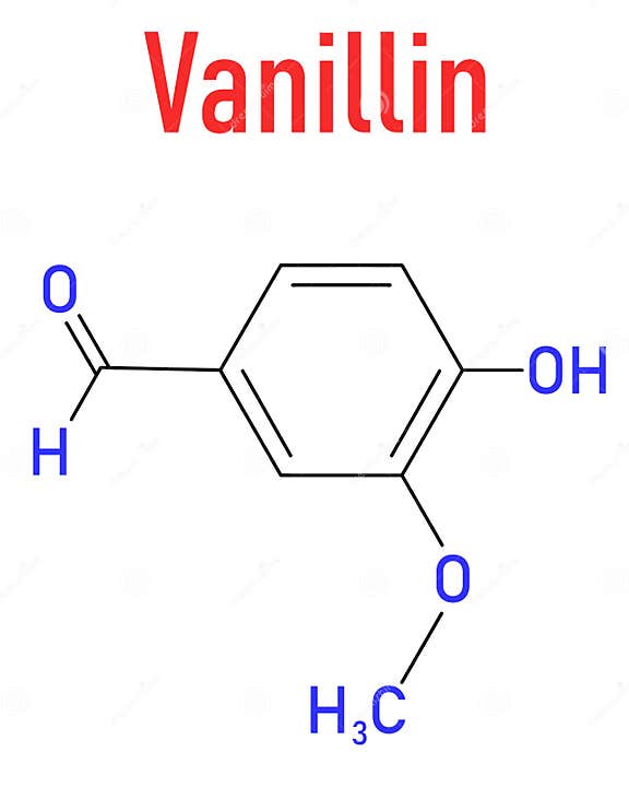 Vanillin Vanilla Extract Molecule. Skeletal Formula Stock Vector ...