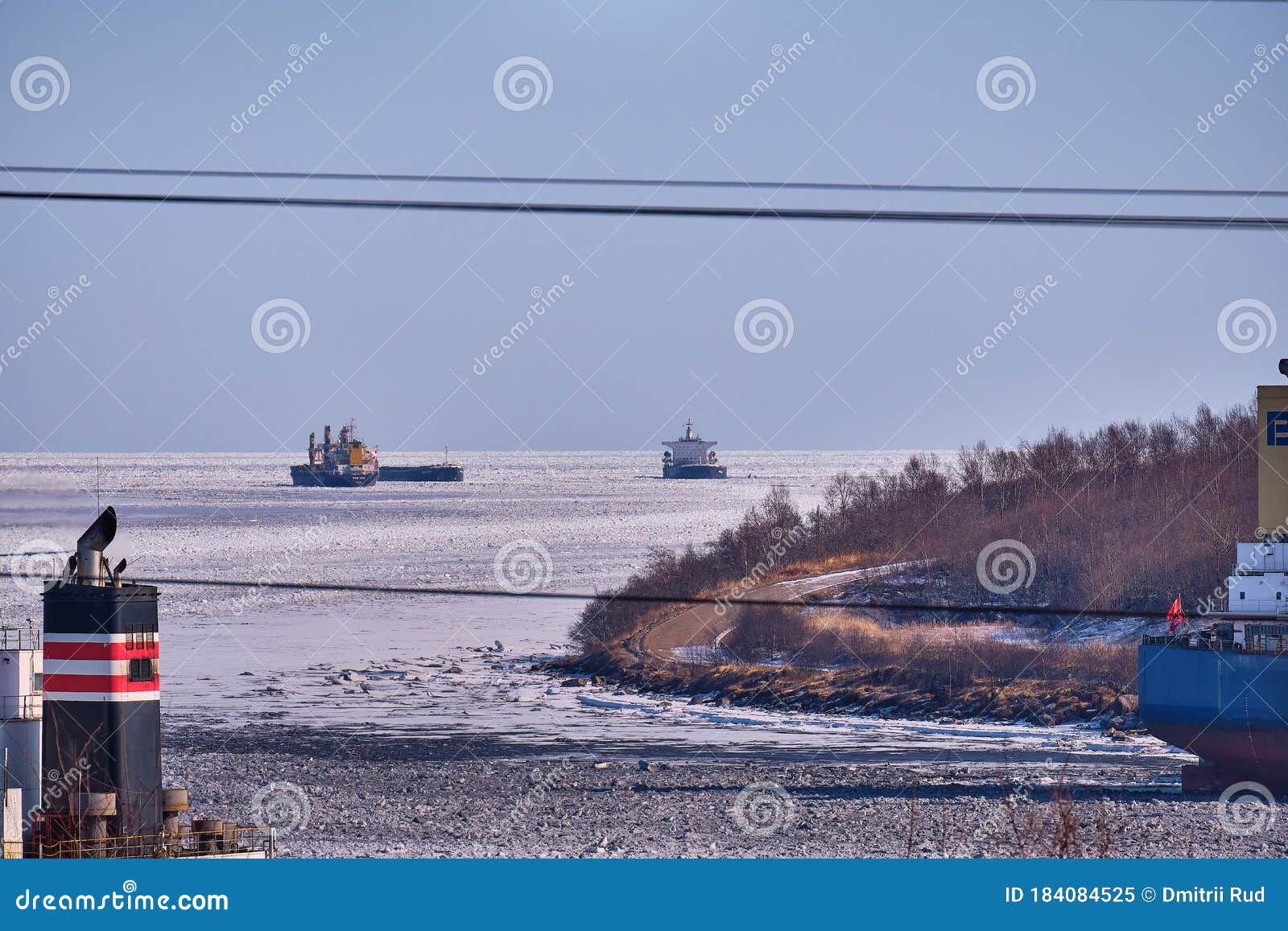 Vanino, Russia - Feb 21, 2020: Ships in the Port of Vanino. Editorial ...