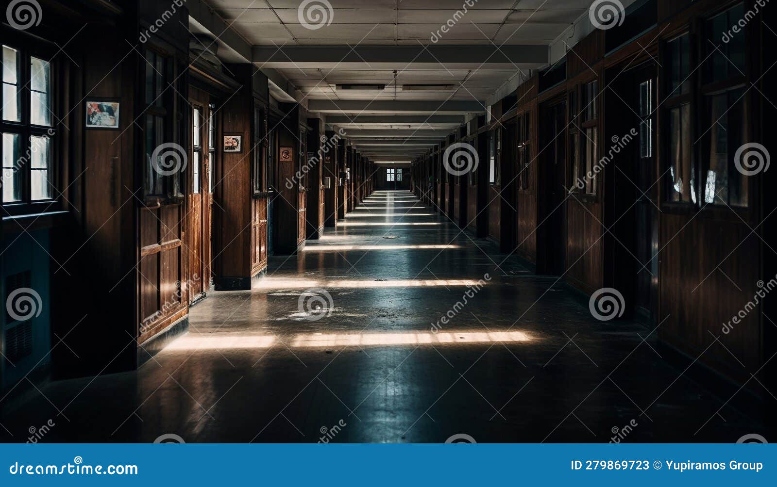 Vanishing Point in Modern Corridor, Illuminated by Natural Reflection ...