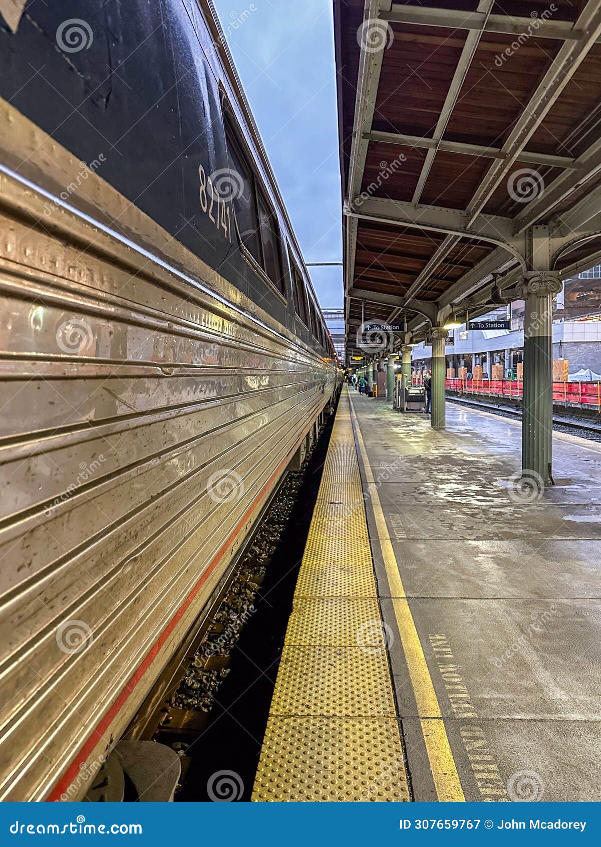 Vanishing Point View of an Amtrak Train at a Platform at Washington DC ...