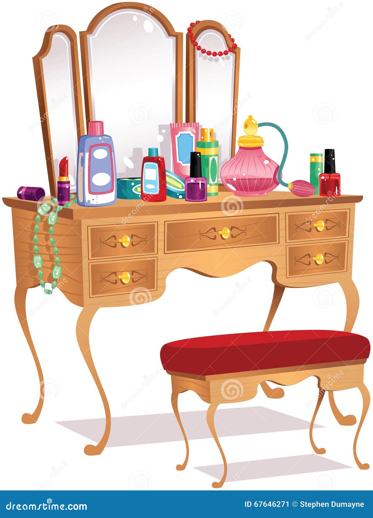 Vanity table and mirrors stock vector. Illustration of grooming - 67646271