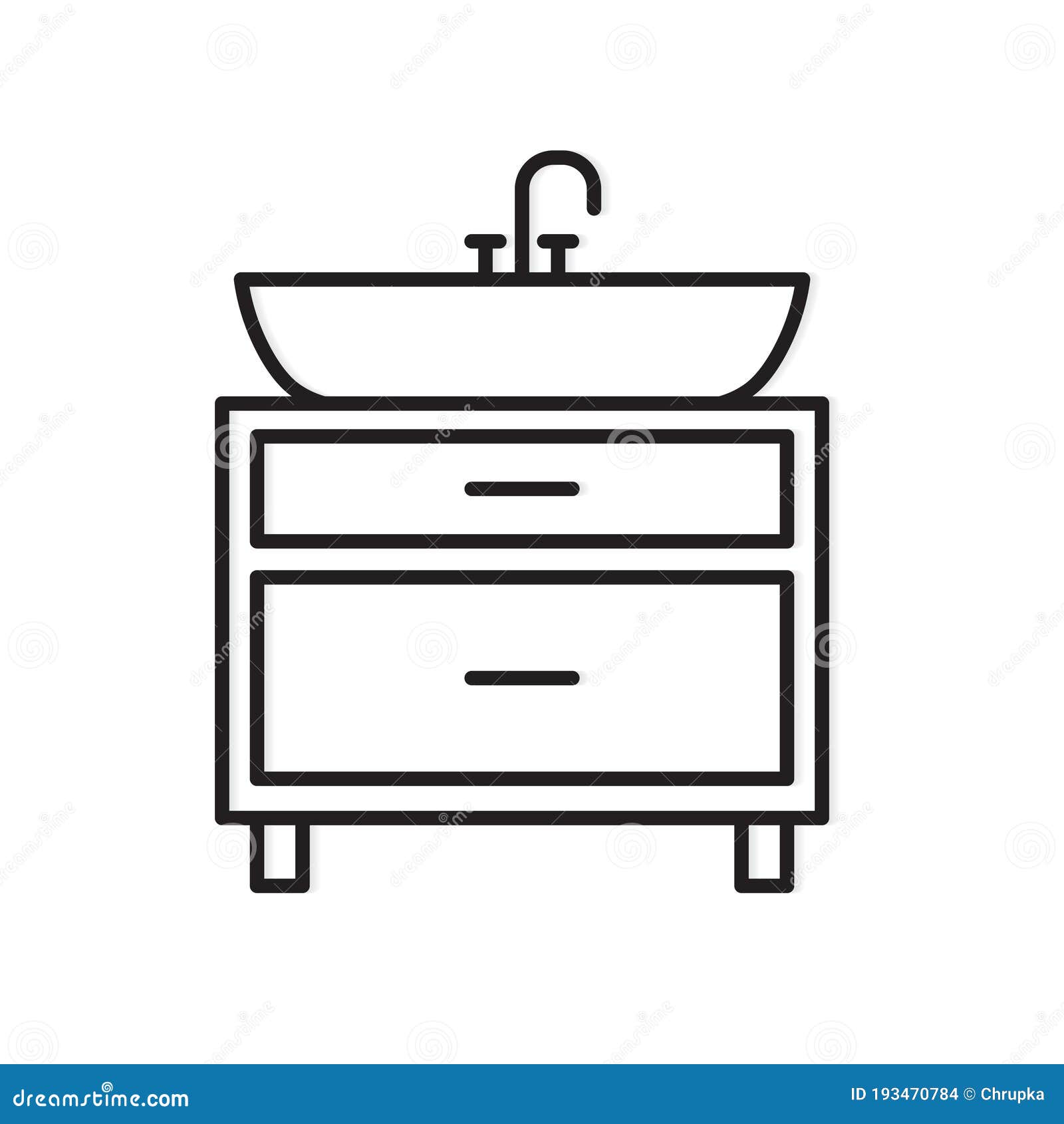 Vanity Unit and Washbasin Icon Stock Vector - Illustration of flat ...