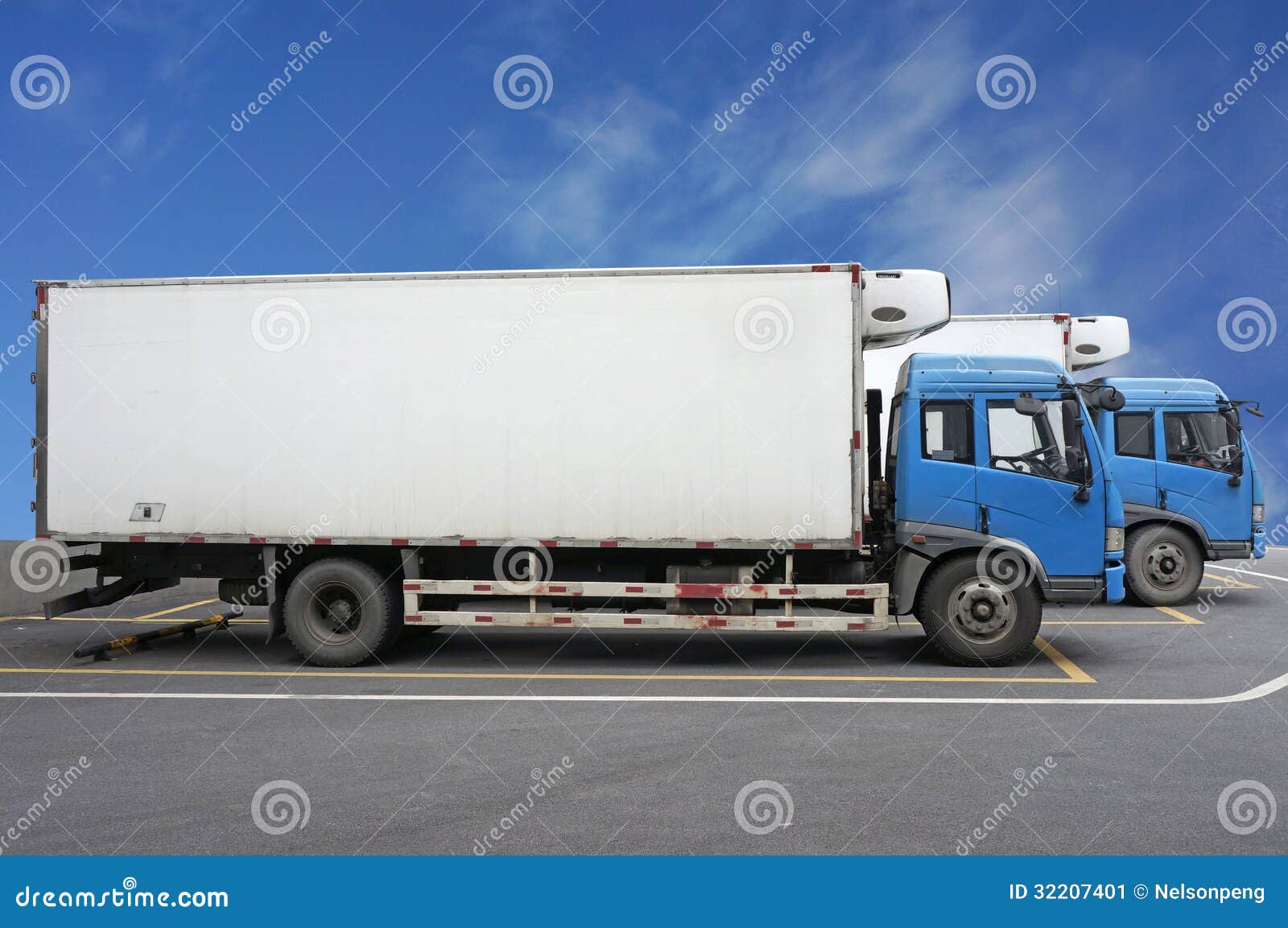 Vans stock image. Image of parking, blue, park, container - 32207401