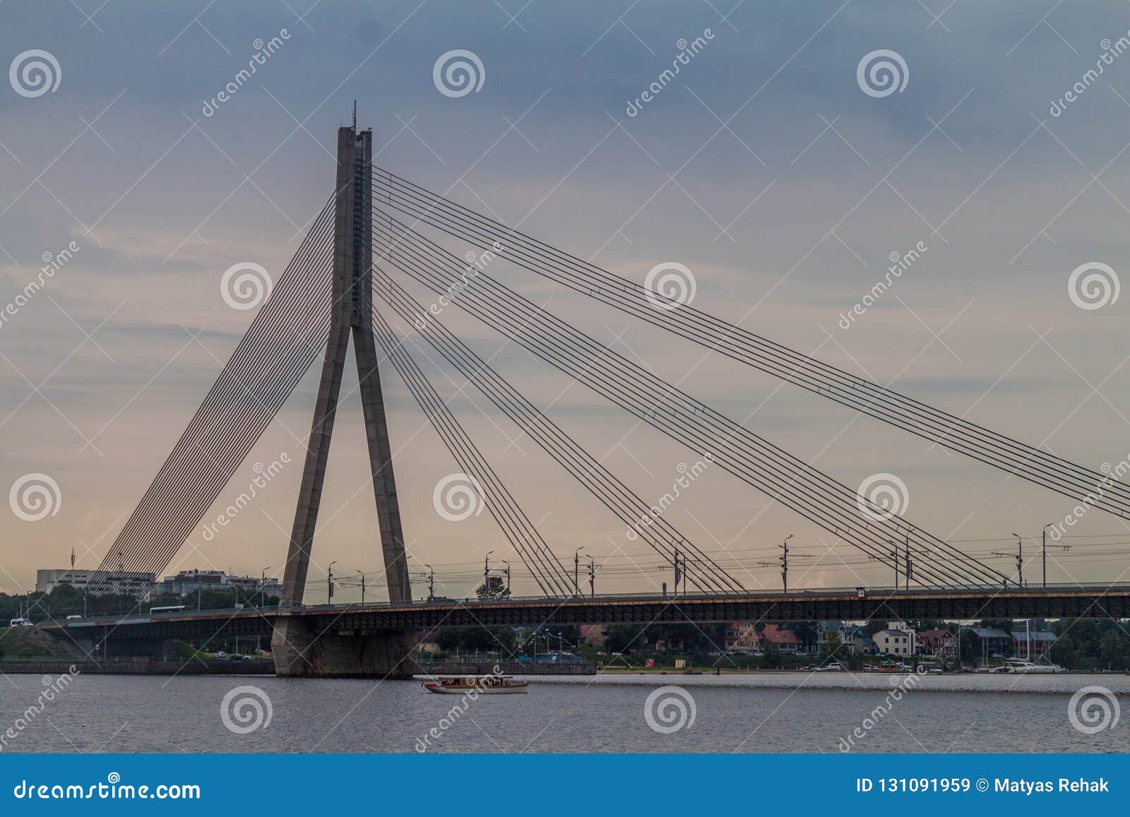 Vansu bridge in Riga, Latv stock image. Image of landmark - 131091959