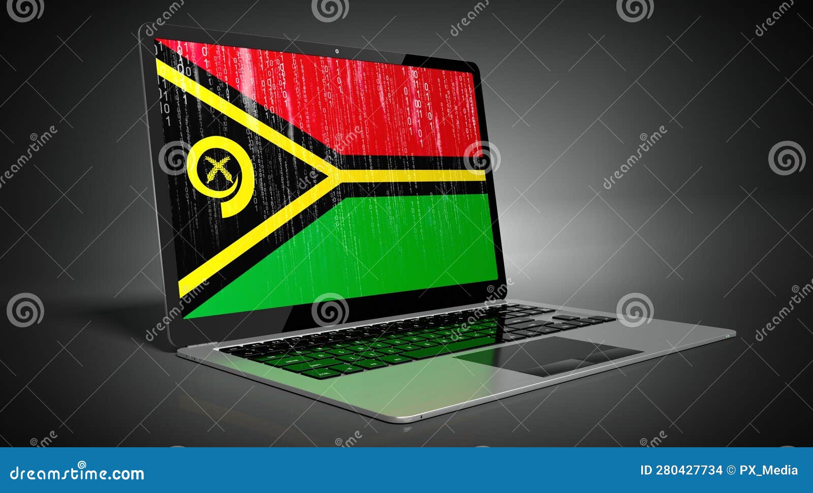 Vanuatu - Country Flag and Binary Code on Laptop Screen Stock ...