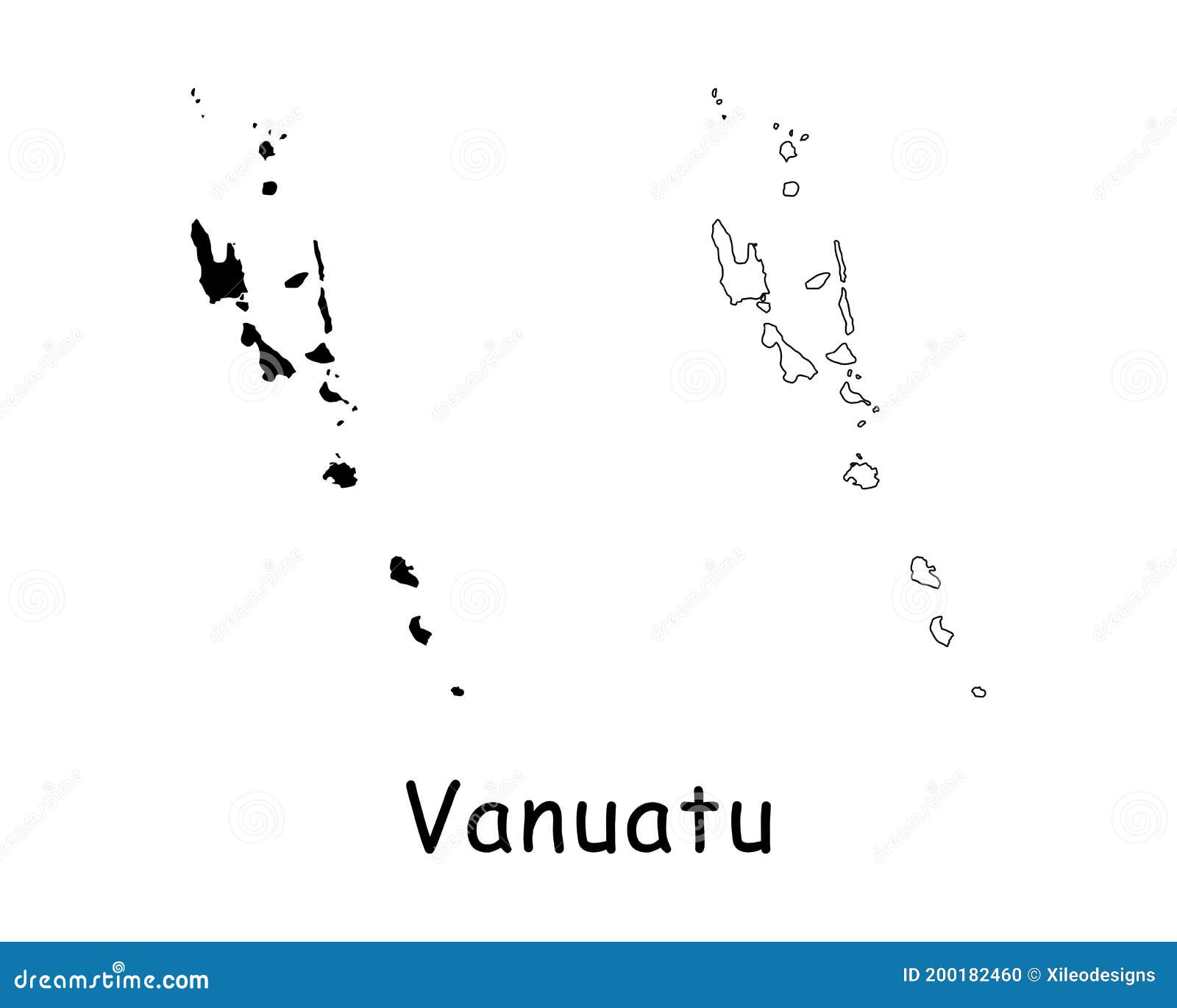 Vanuatu Country Map. Black Silhouette and Outline Isolated on White ...