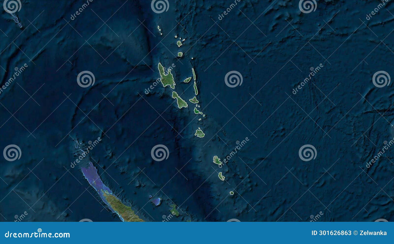 Vanuatu Outlined. High-res Satellite Stock Illustration - Illustration ...
