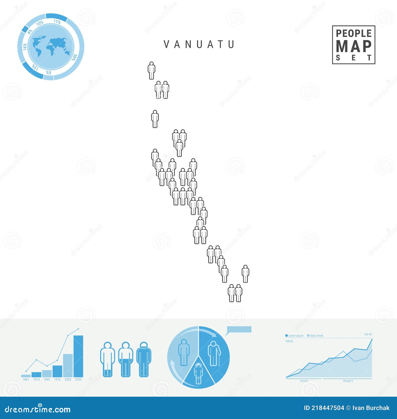 Vanuatu People Icon Map. Stylized Vector Silhouette of Vanuatu ...