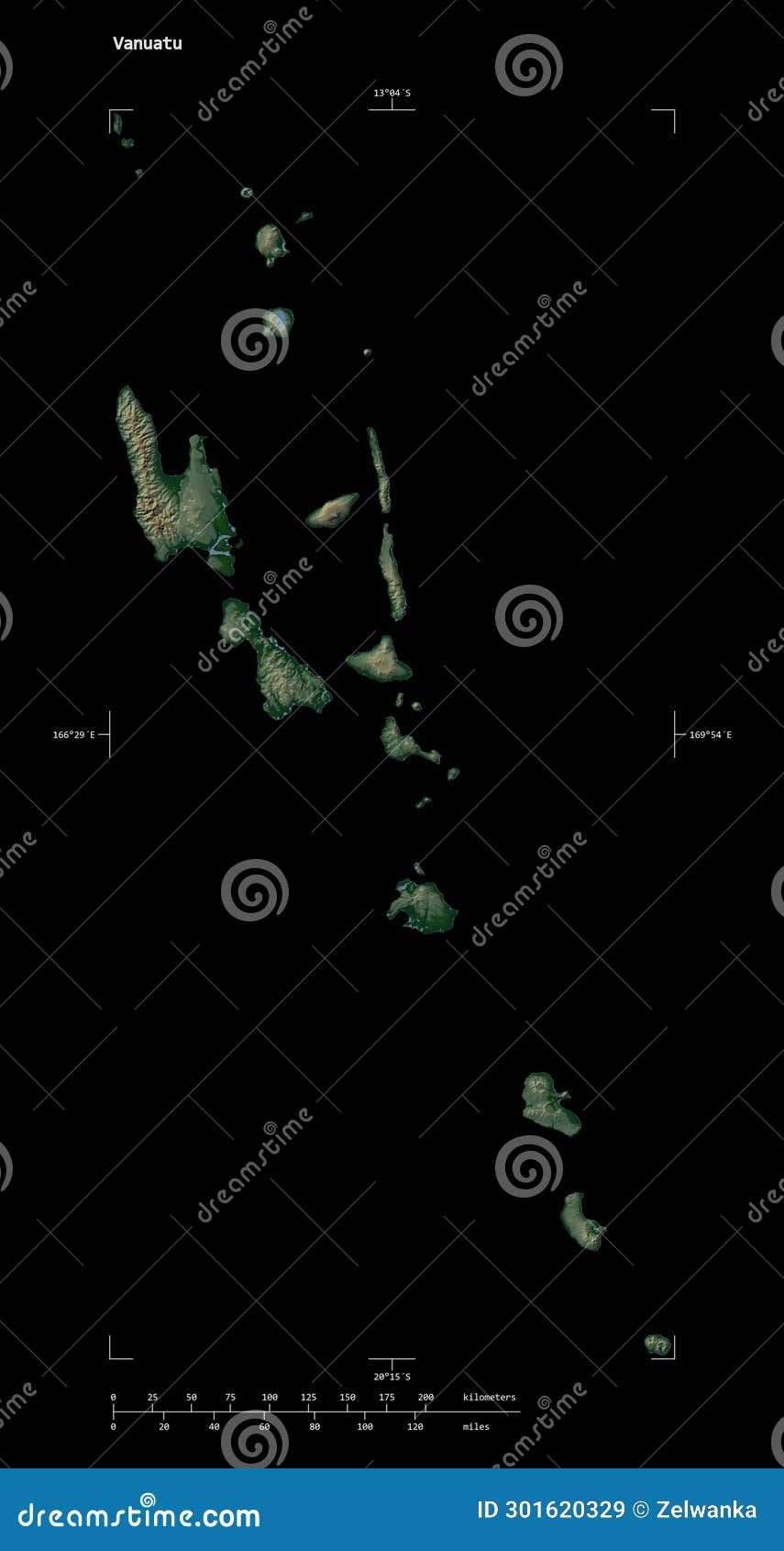 Vanuatu Shape on Black. Physical Stock Illustration - Illustration of ...