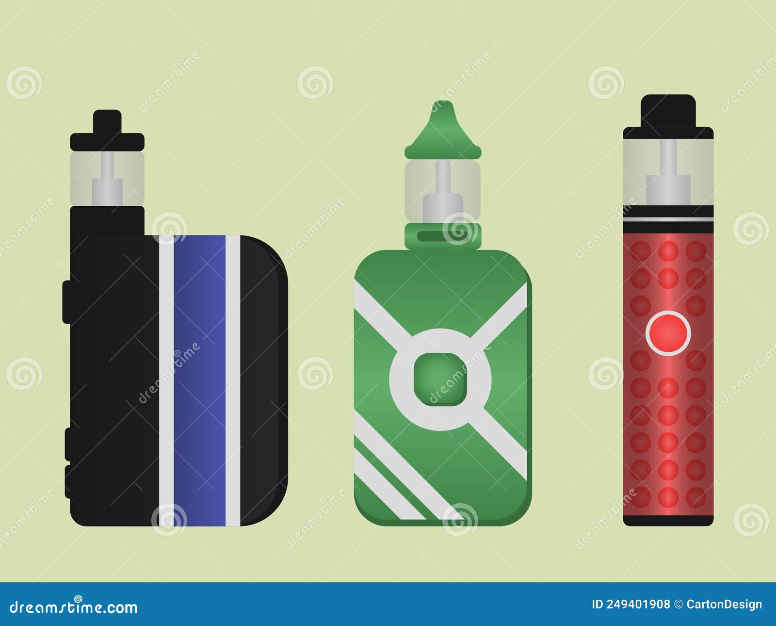 Set of Multicolored Vapes. Vector Electronic Cigarettes Stock Vector ...