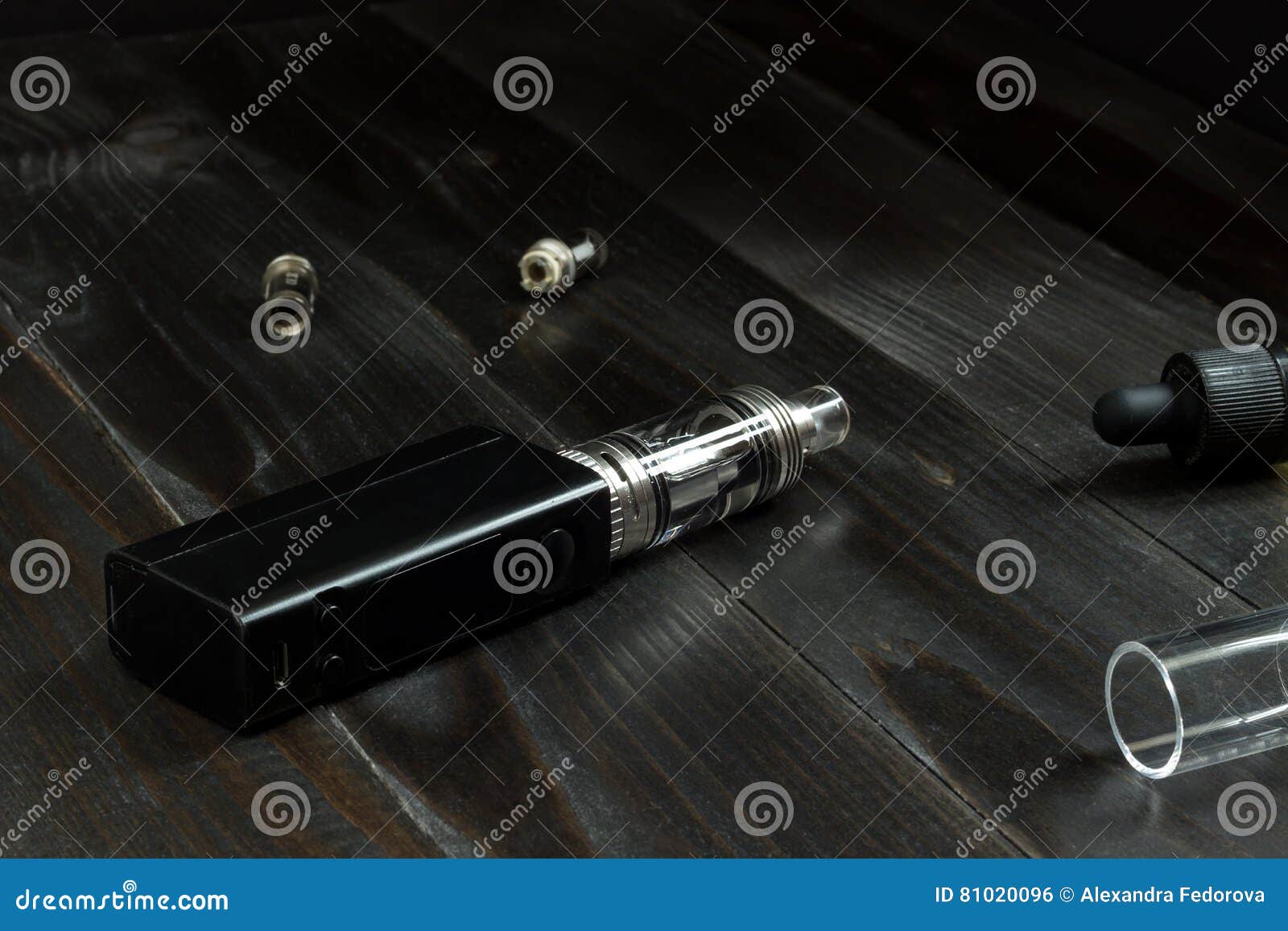 Vape or E-cigarette. Vaping Set on the Table. Stock Photo - Image of ...