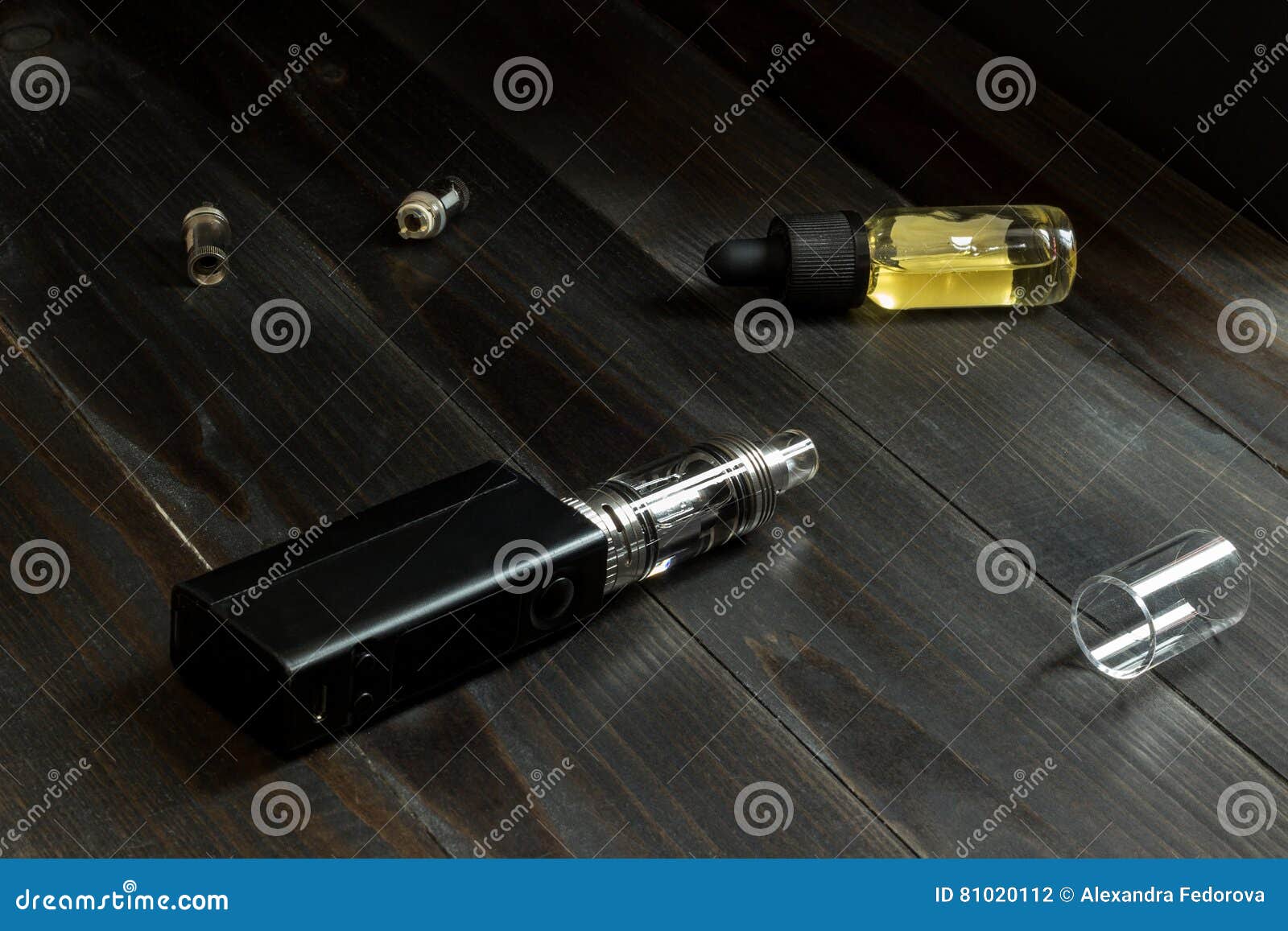 Vape or E-cigarette. Vaping Set on the Table. Stock Photo - Image of ...