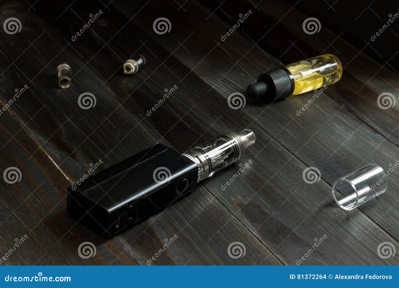 Vape or E-cigarette. Vaping Set on the Table. Stock Photo - Image of ...