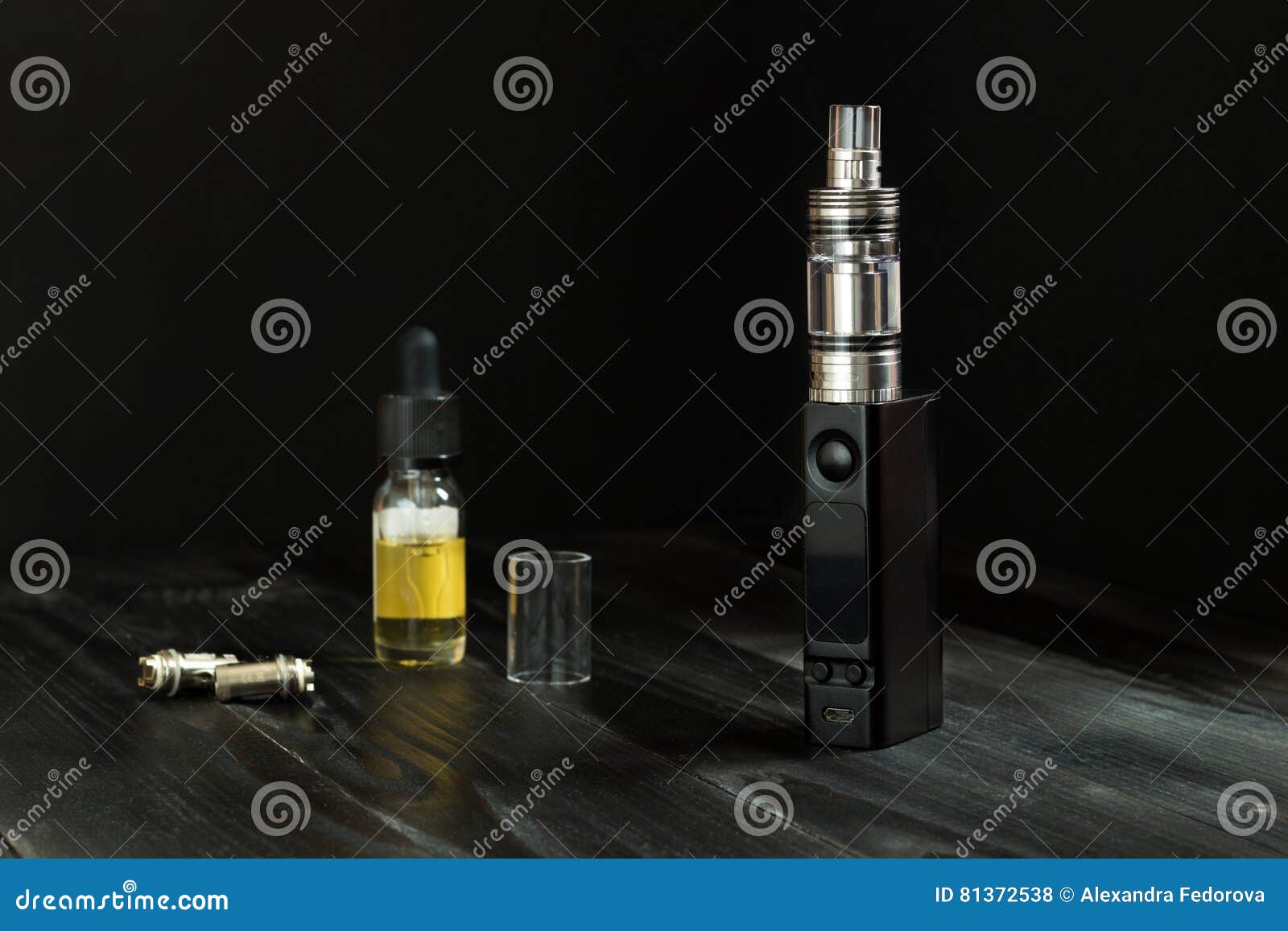 Vape or E-cigarette. Vaping Set on the Table. Stock Photo - Image of ...