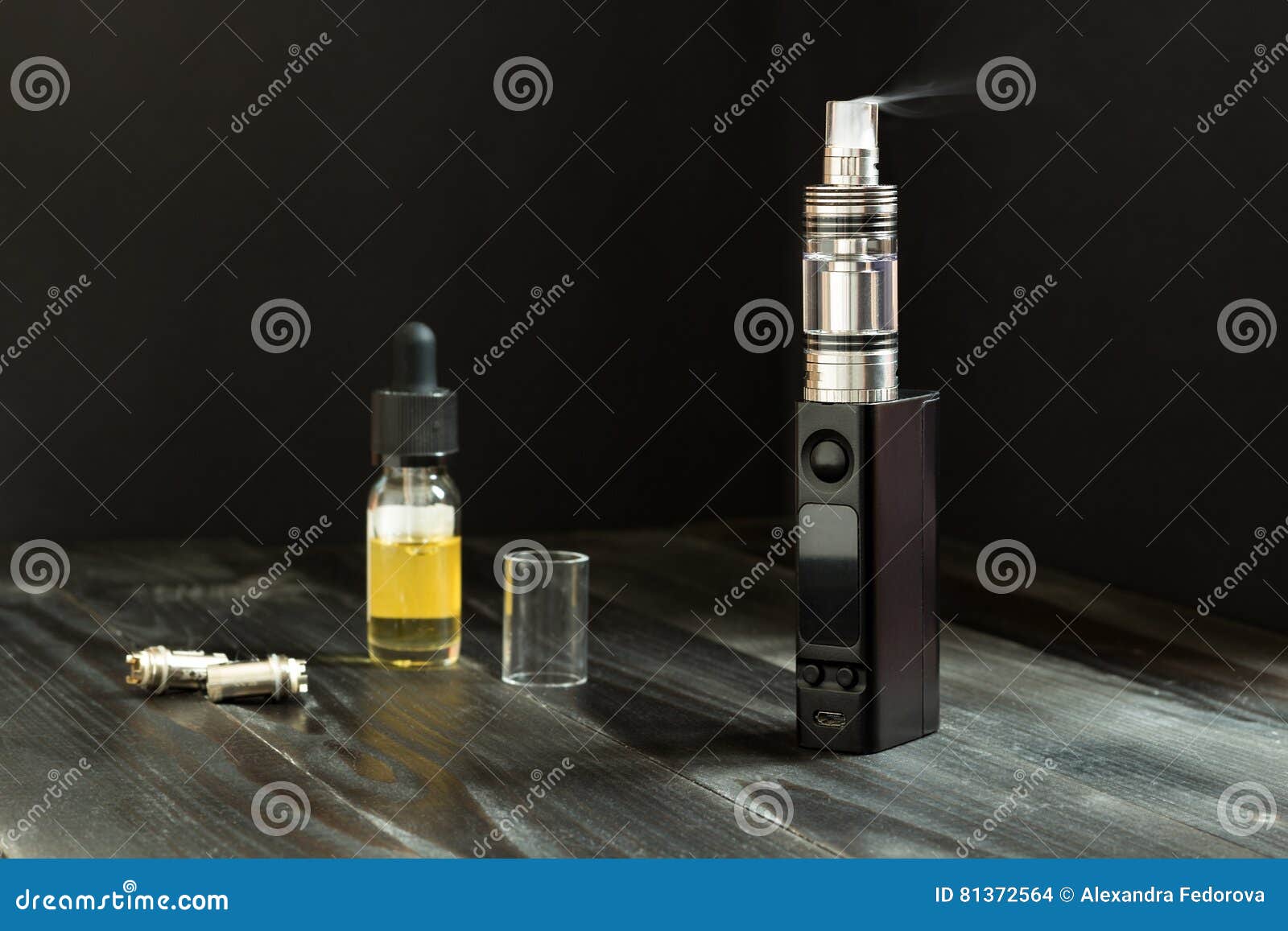 Vape or E-cigarette. Vaping Set on the Table. Stock Photo - Image of ...