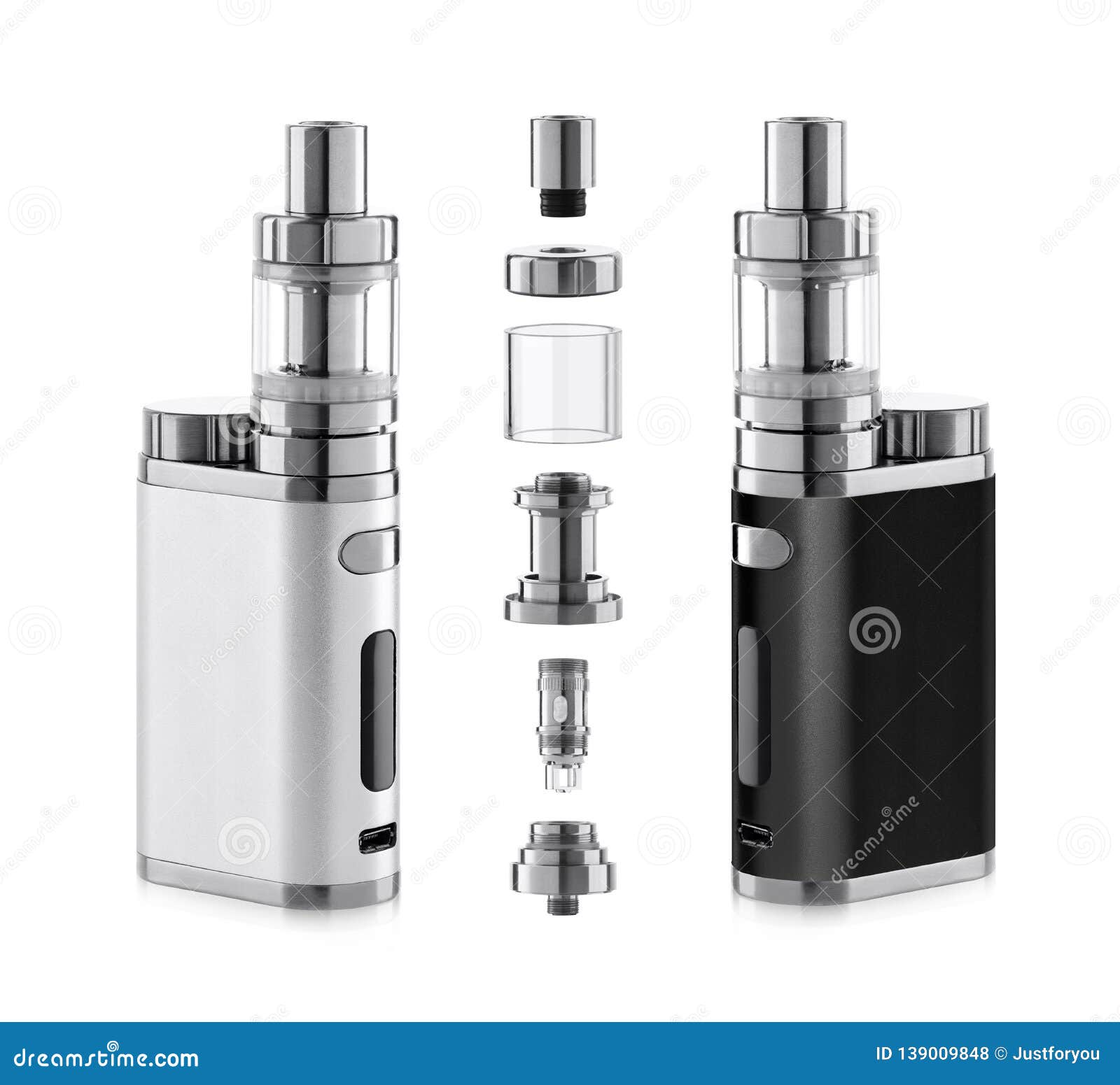 Vape Electronic Cigarette with Atomizer Components Stock Photo - Image ...