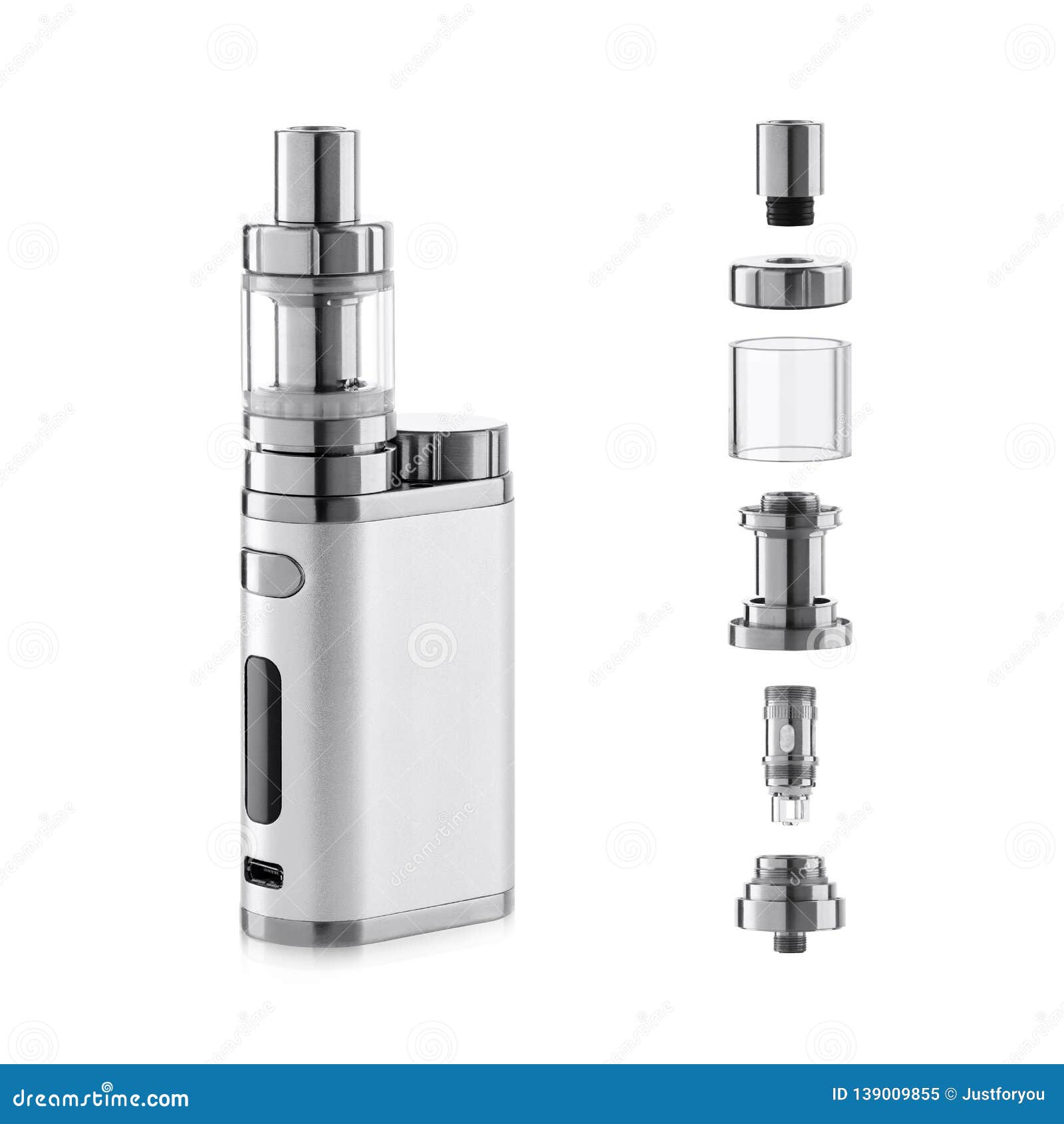 Vape Electronic Cigarette with Atomizer Components Stock Image - Image ...